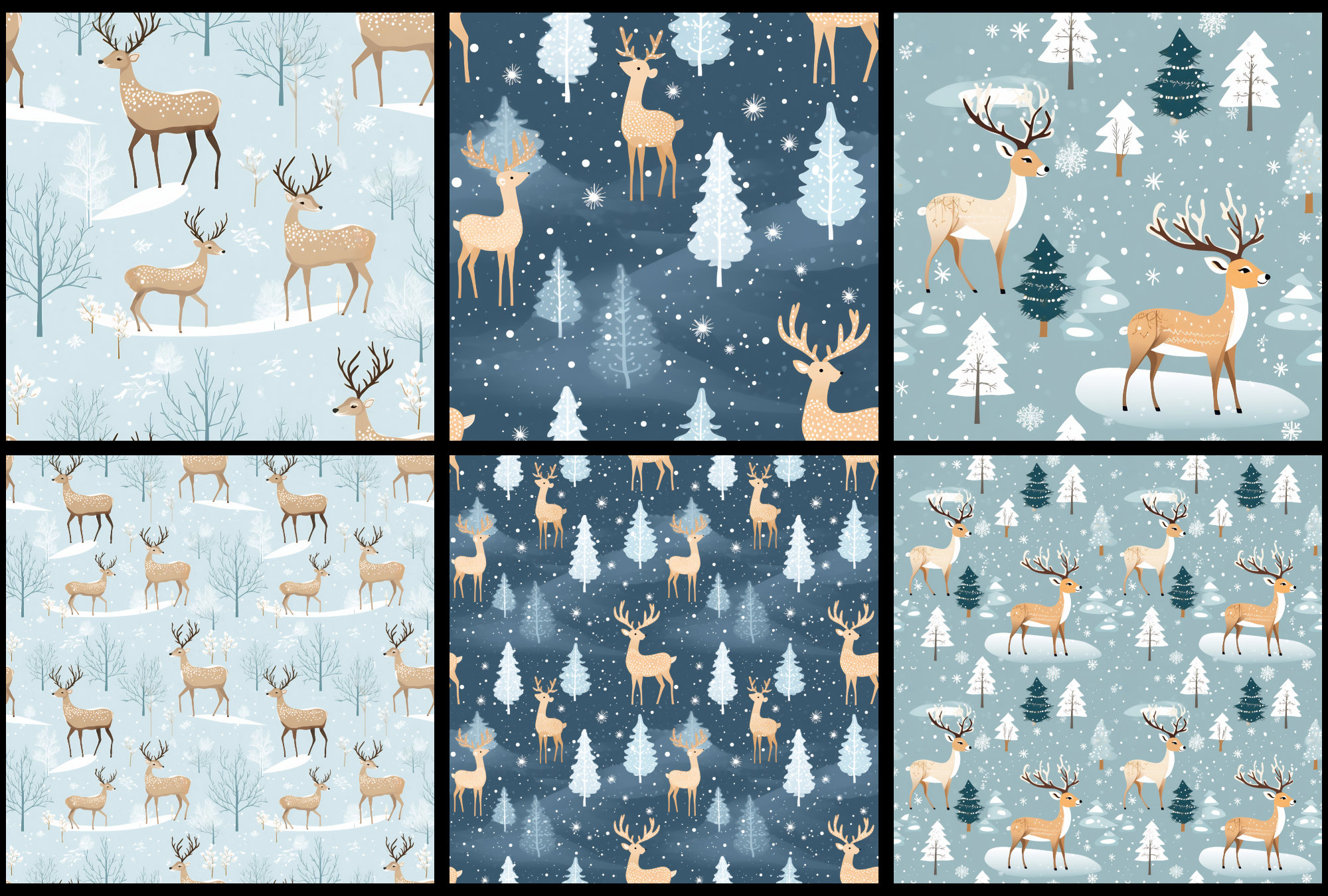 Reindeers SEAMLESS Patterns Pack Printable Christmas DIGITAL Papers ...
