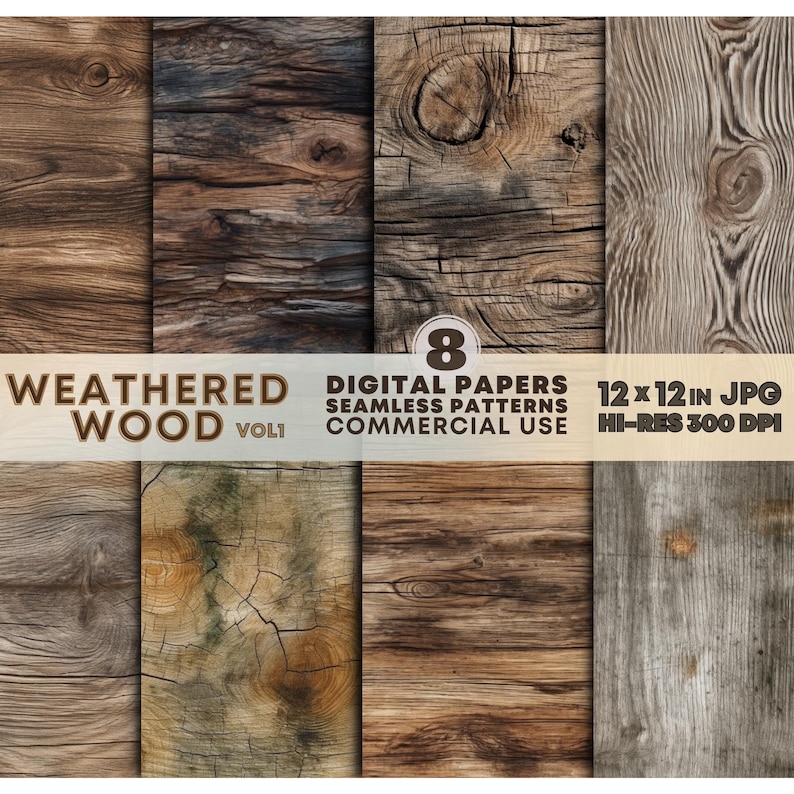Weathered Wood Textures Digital Papers JPEG Printable Shabby Grains ...