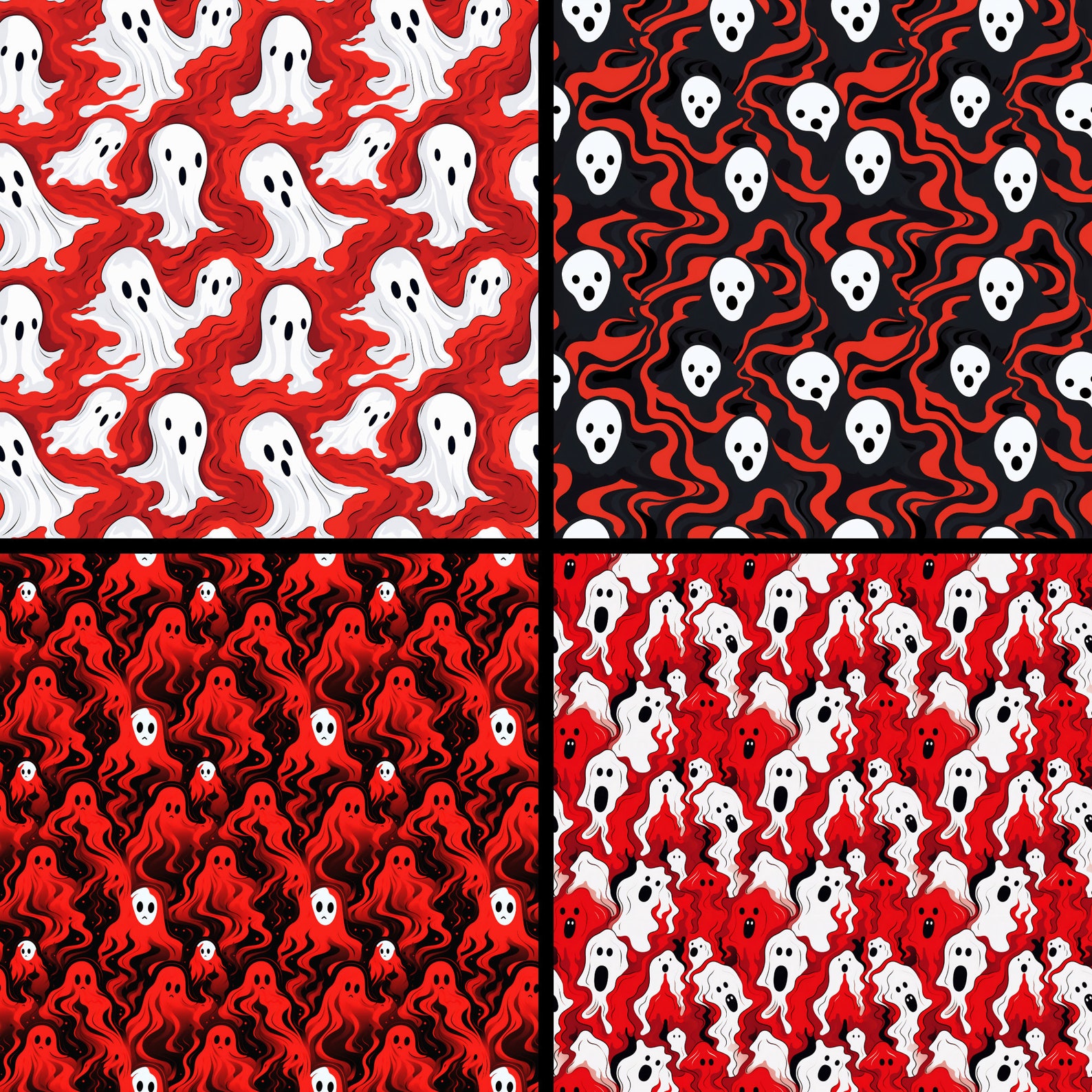 Seamless Ghost Pattern Pack Printable Spooky Halloween Ghosts DIGITAL ...