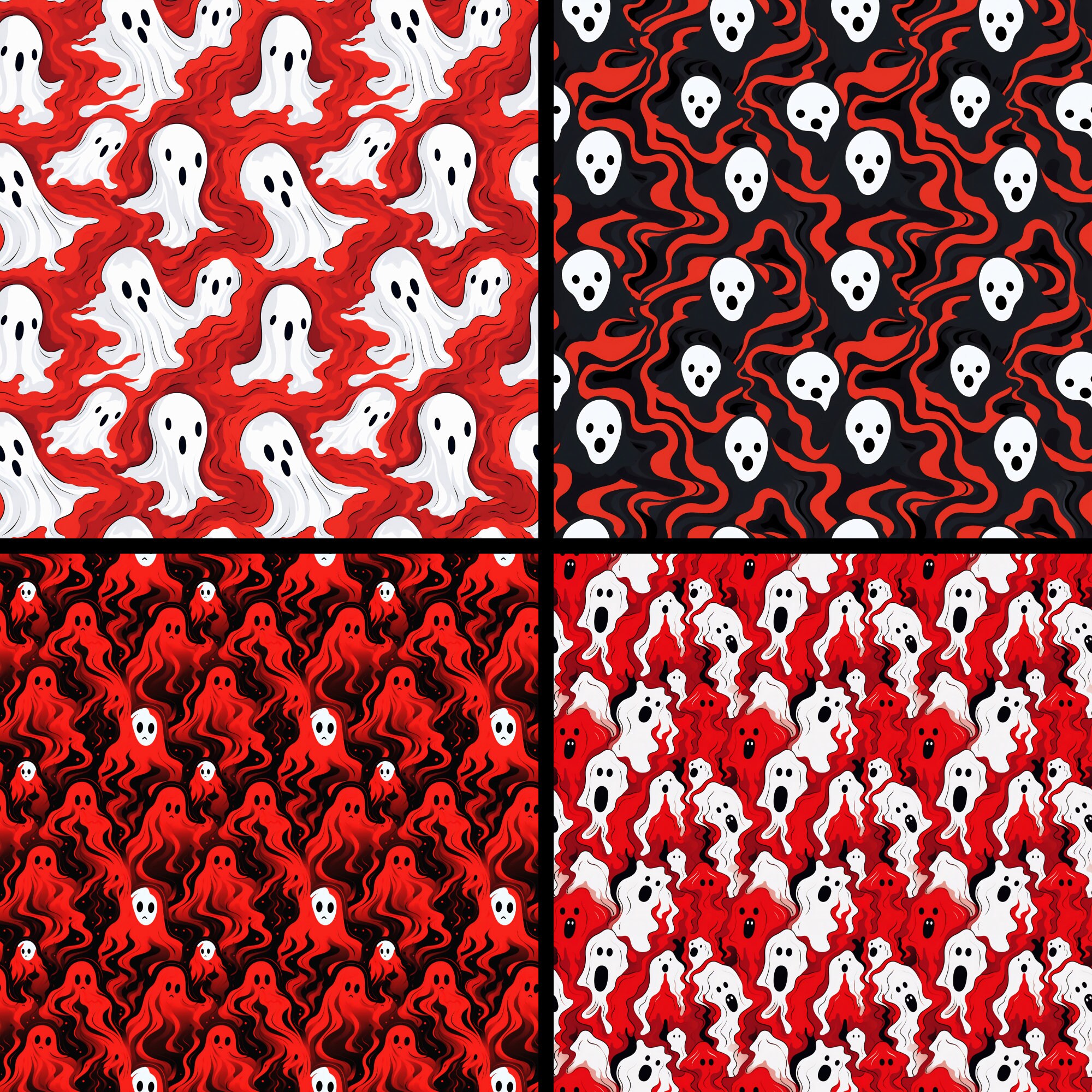 Seamless Ghost Pattern Pack Printable Spooky Halloween Ghosts DIGITAL ...