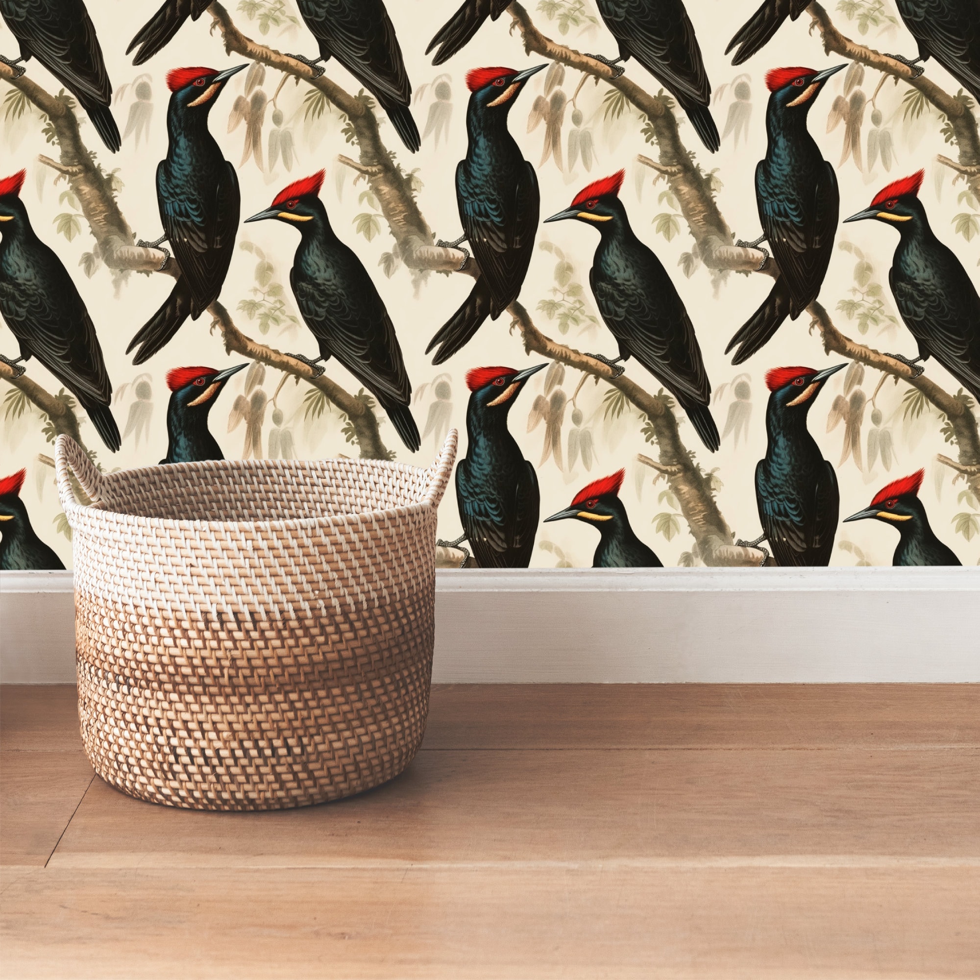 Woodpeckers SEAMLESS Patterns Printable Vintage Birds Illustration ...