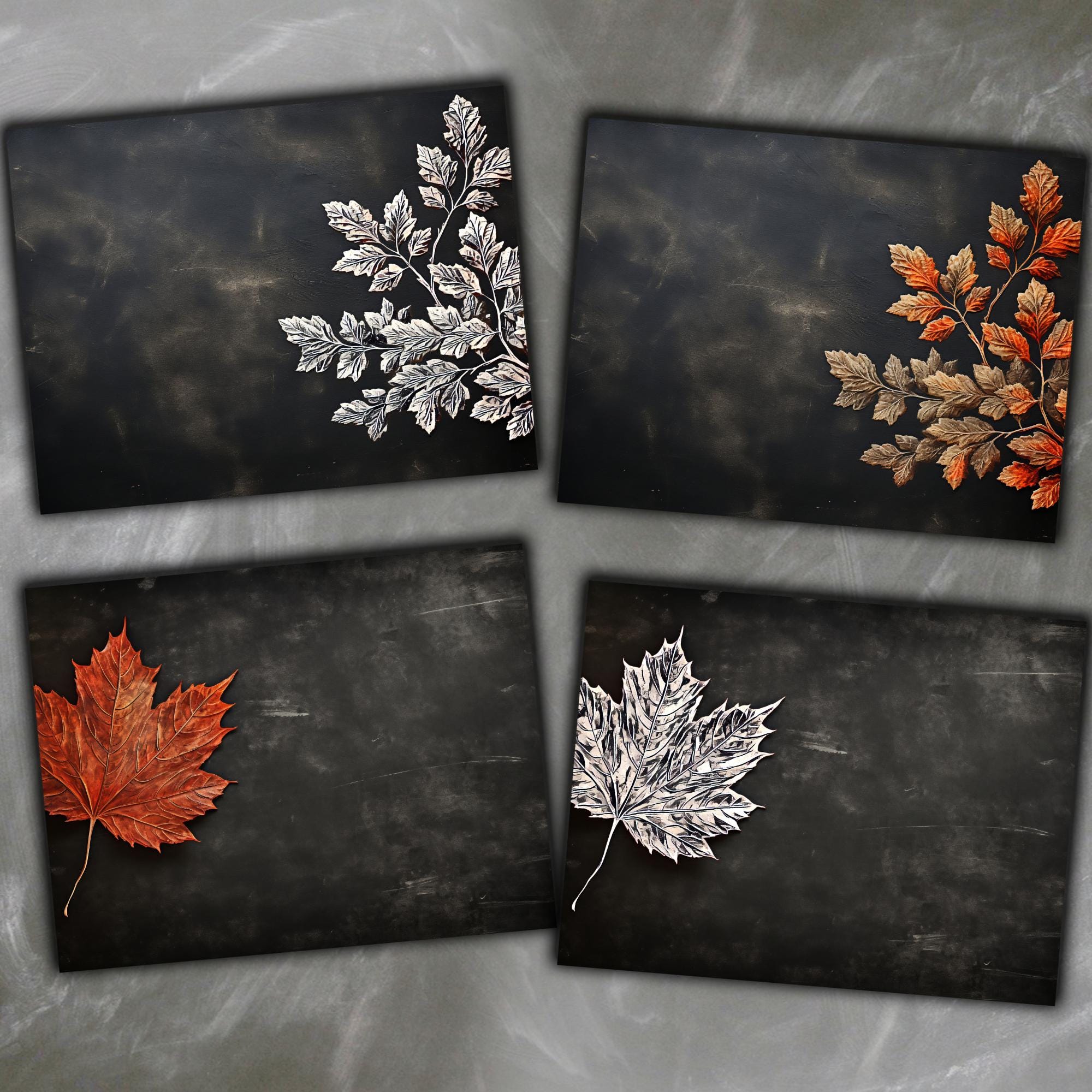 Fall Leaf Chalkboard Backgrounds, Autumn Ephemera (digital Pack) - Etsy