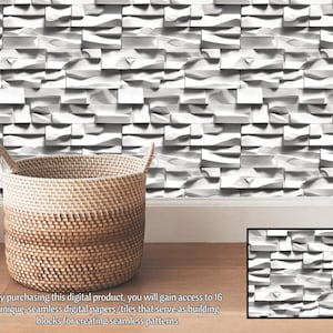 Brick & Stone Wall Textures DIGITAL Papers Printable Black White Walls ...