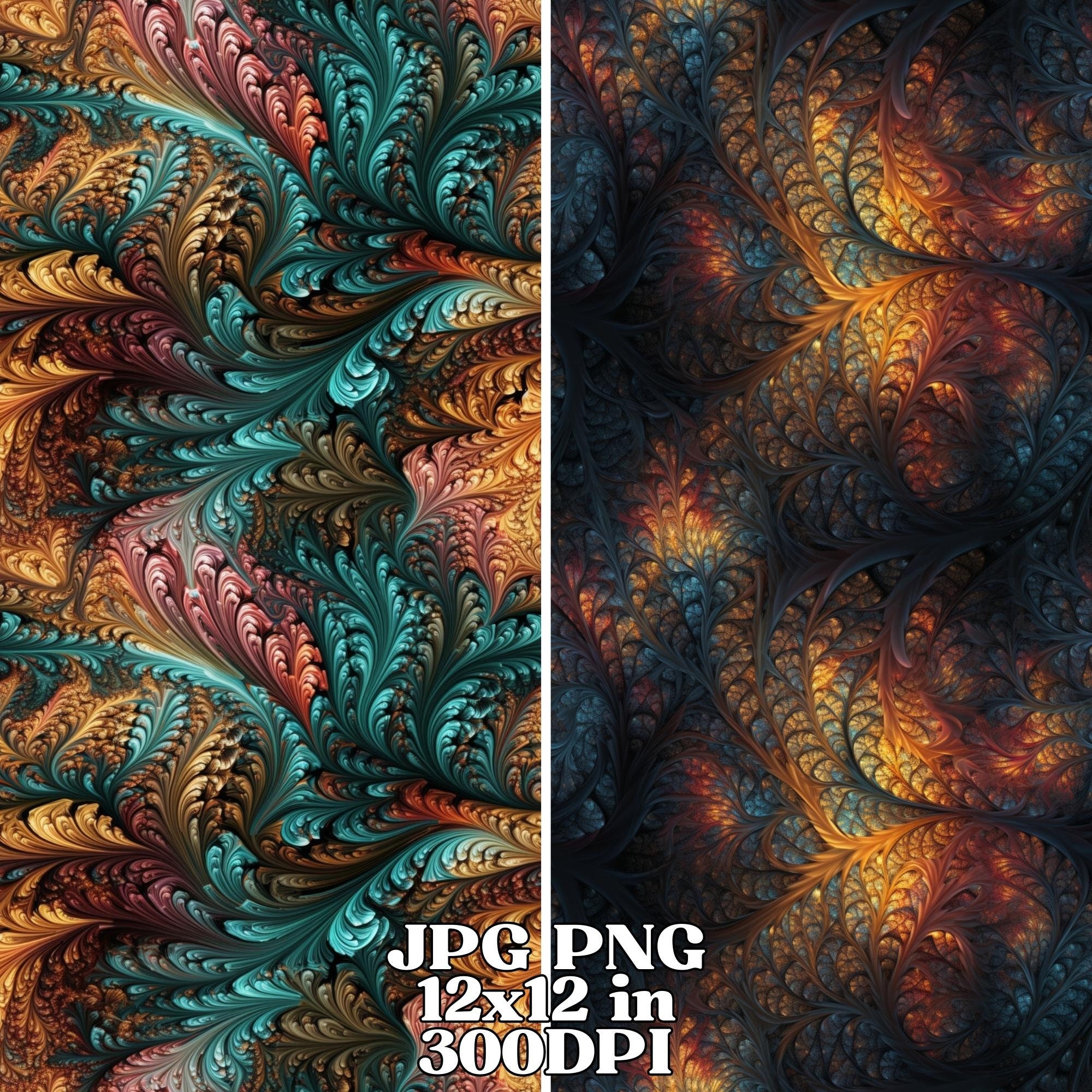 Fractals DIGITAL Papers Pack SEAMLESS Patterns Fractal Bundle ...