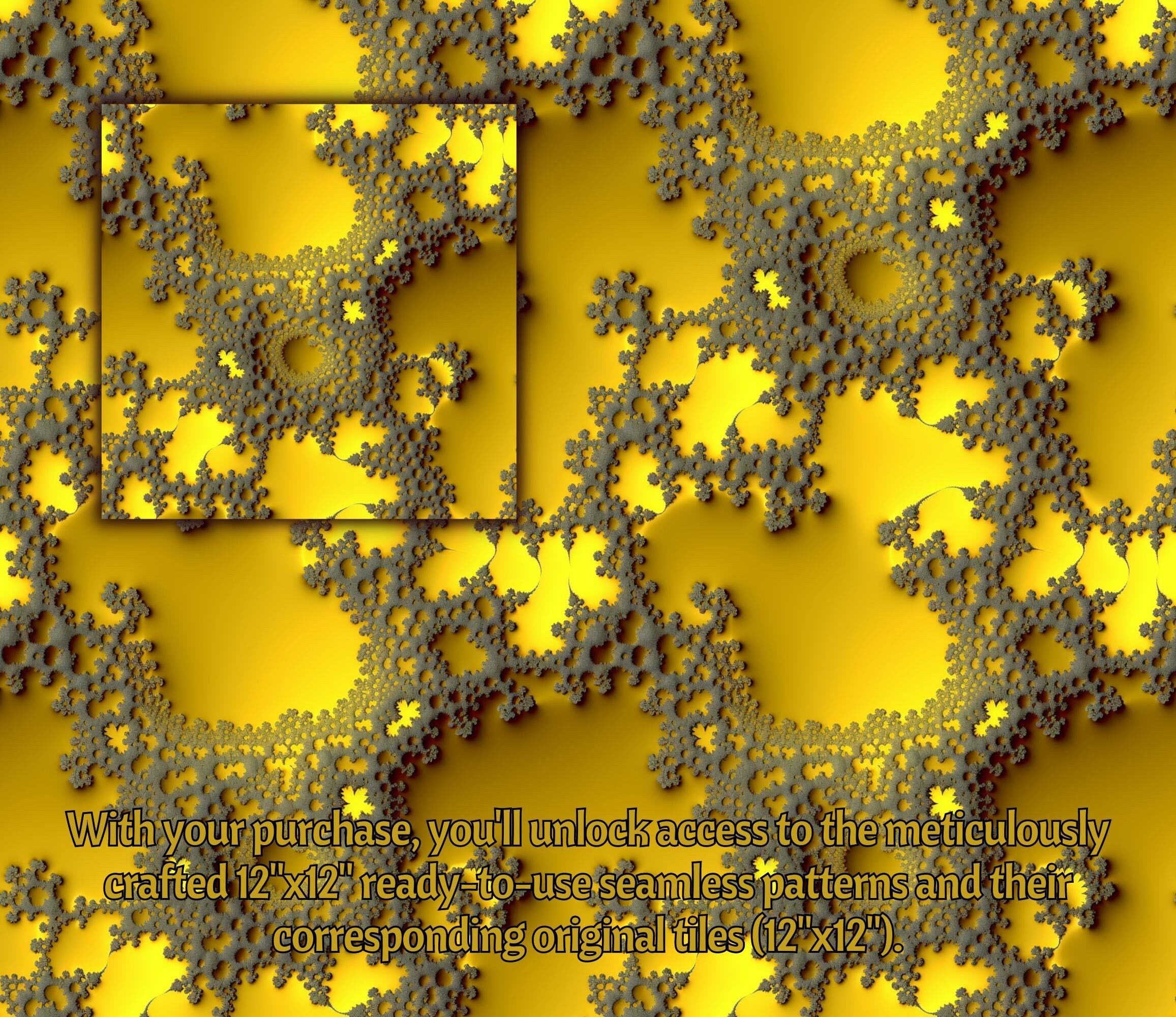 Yellow Fractals DIGITAL Papers Printable Fractal SEAMLESS Patterns ...