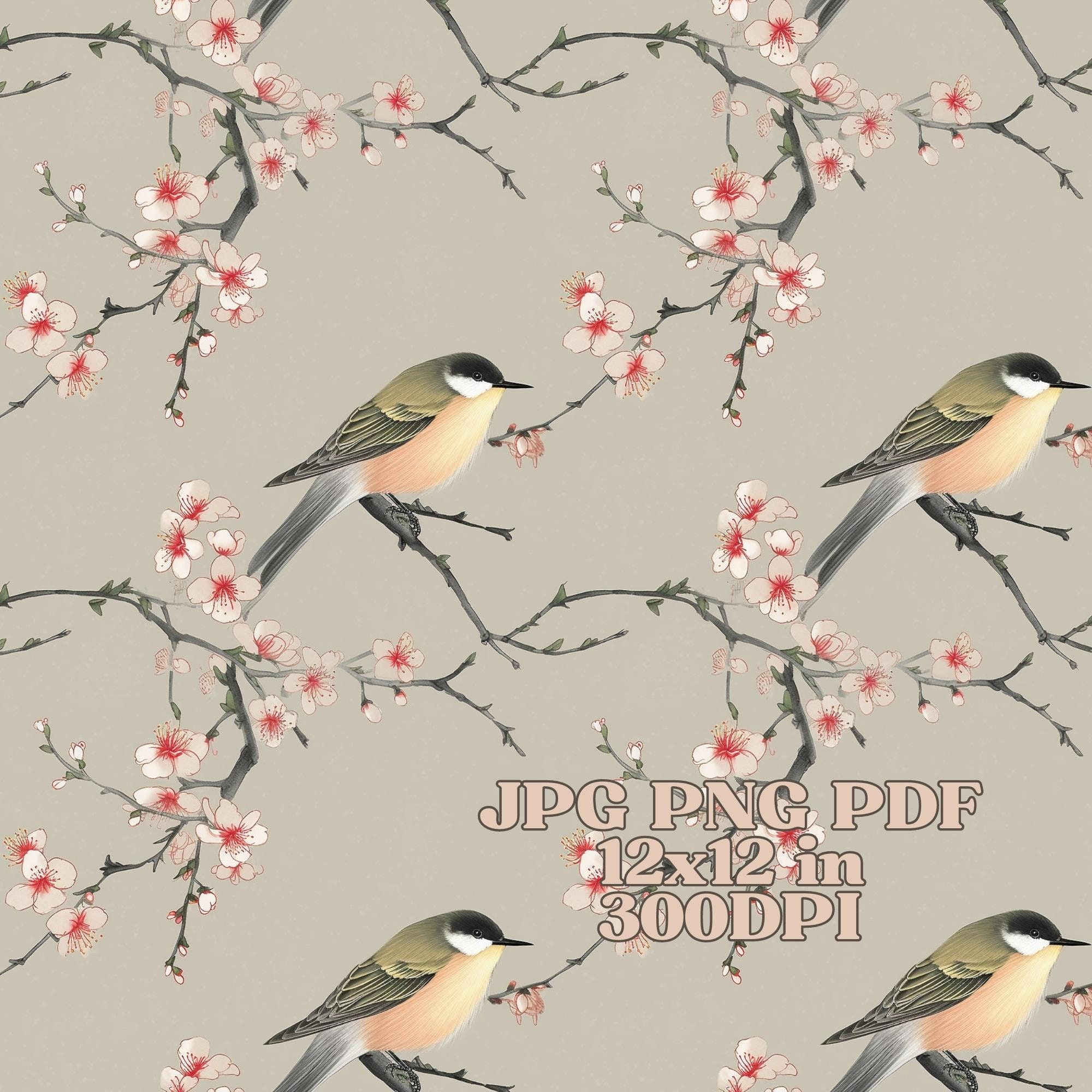 Kachō-e Songbirds SEAMLESS Patterns Printable Japanese Birds DIGITAL ...