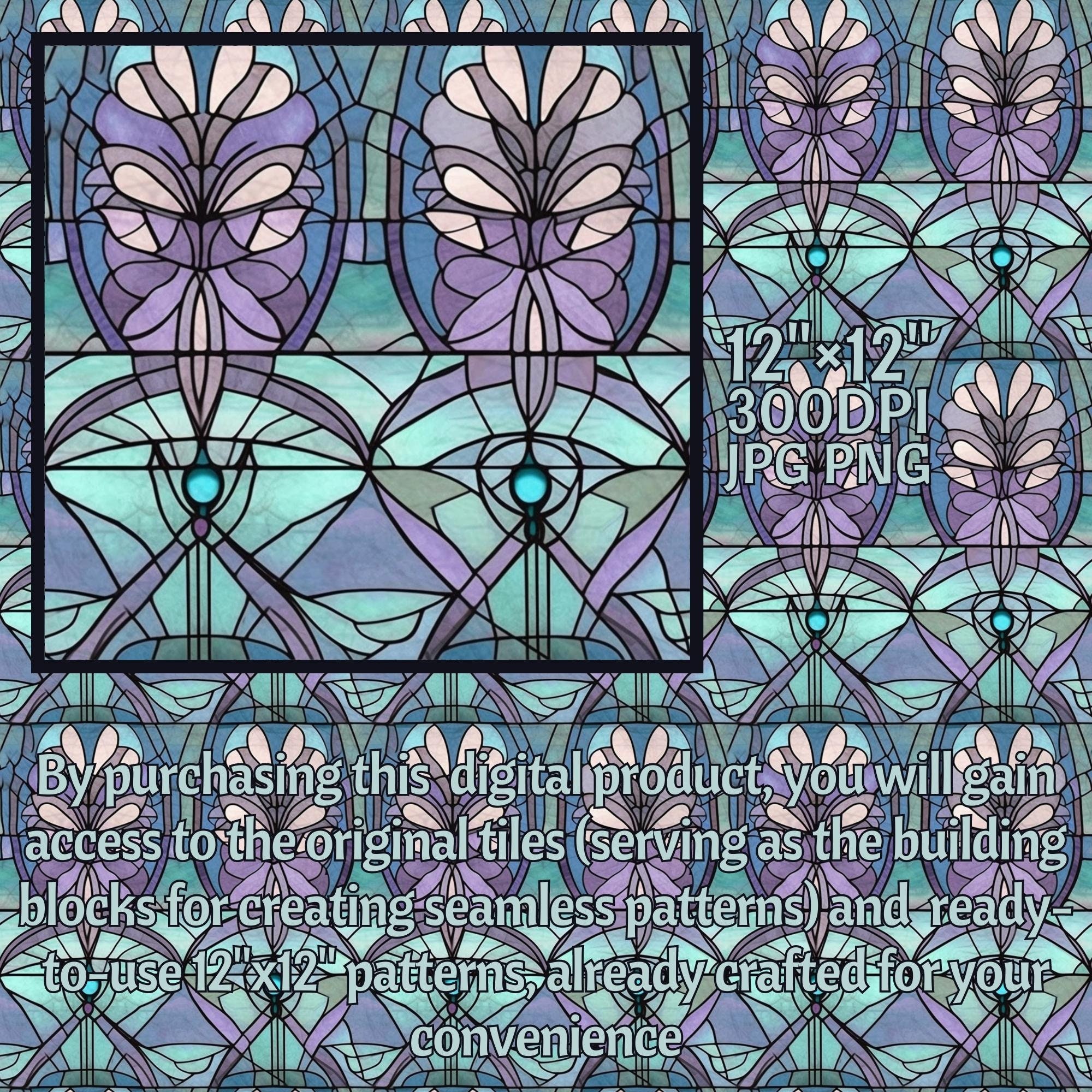 Stained Glass DIGITAL Papers Printable Fine Mosaic Glass Seamless ...