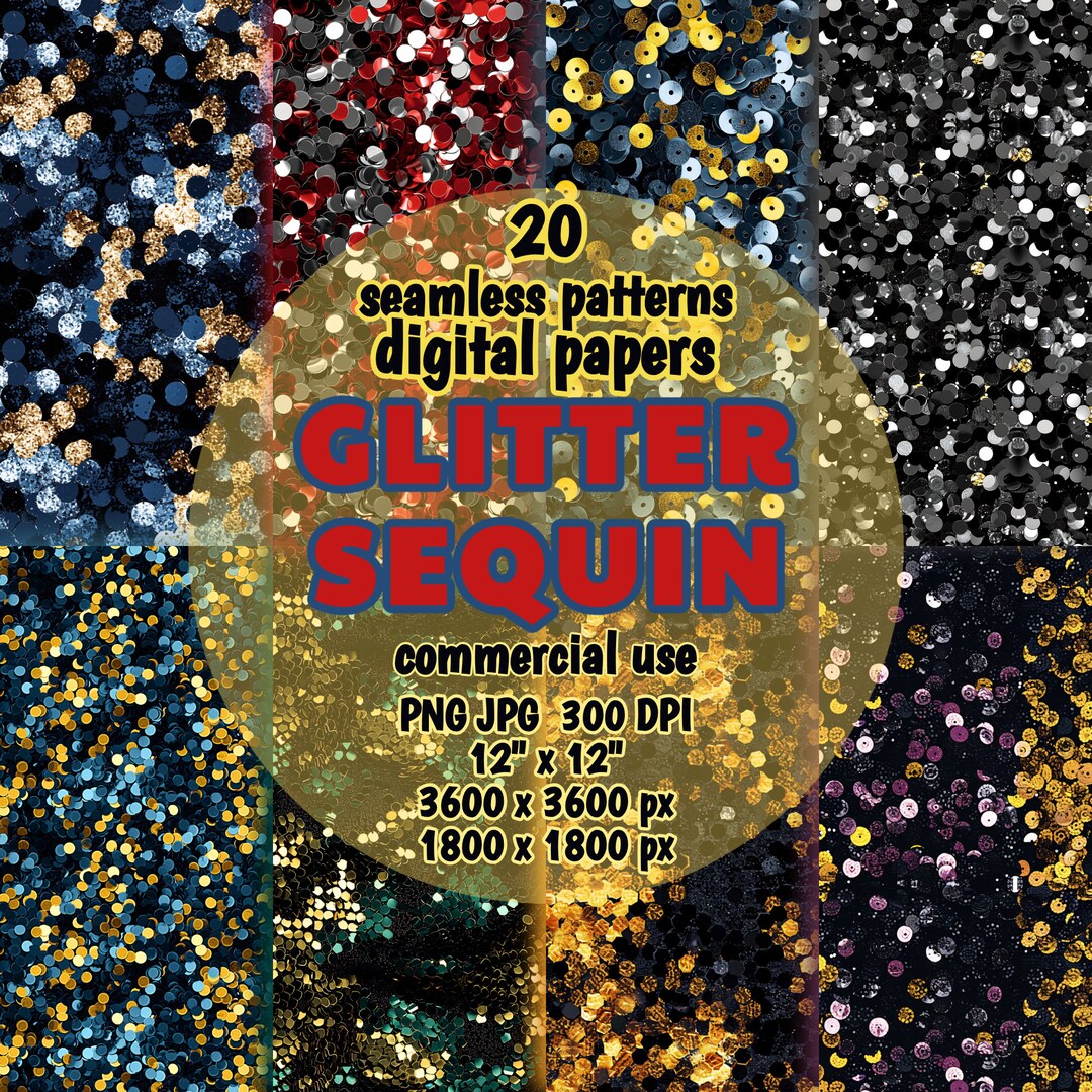 Sequin & Glitter SEAMLESS Textures Sparkling DIGITAL Papers Sequin ...