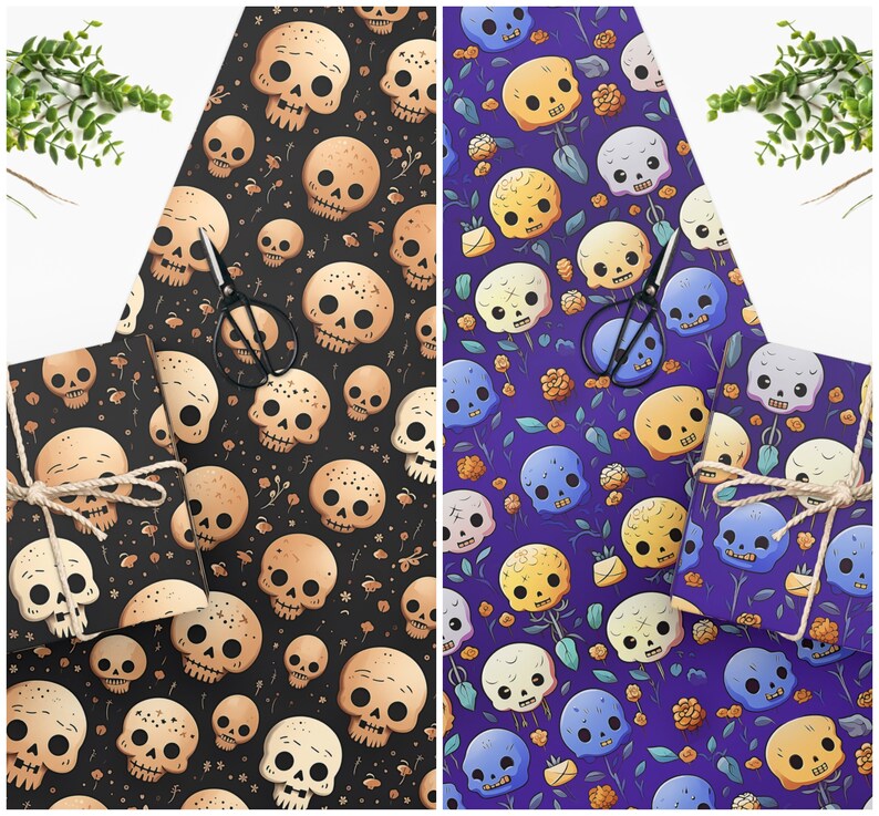 Kawaii Halloween Digital Papers PNG Printable Spooky Seamless Patterns ...