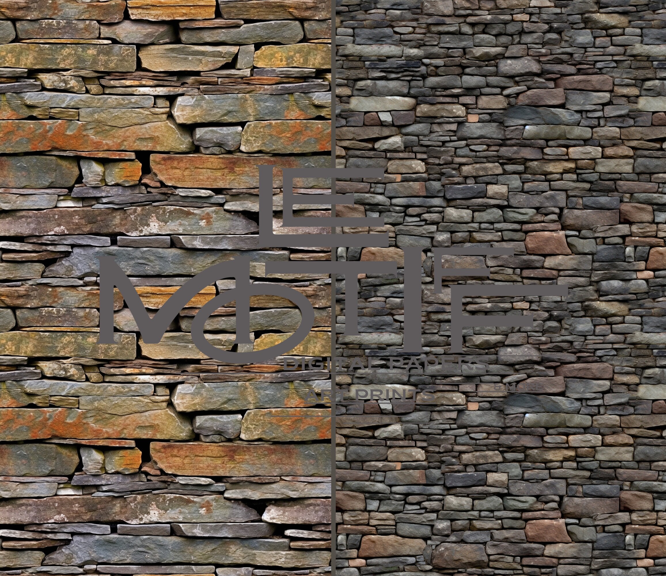 Stone Wall Textures – Aged Stonework Seamless Patterns (digital Bundle ...