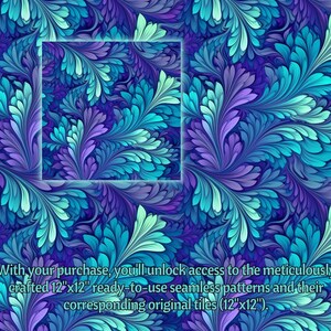 Purple Blue Fractals SEAMLESS Patterns Printable Abstract Geometry ...