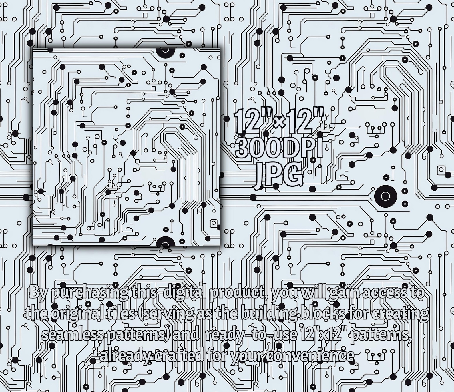 White Circuit Board SEAMLESS Patterns Printable Cyber Circuitry DIGITAL ...