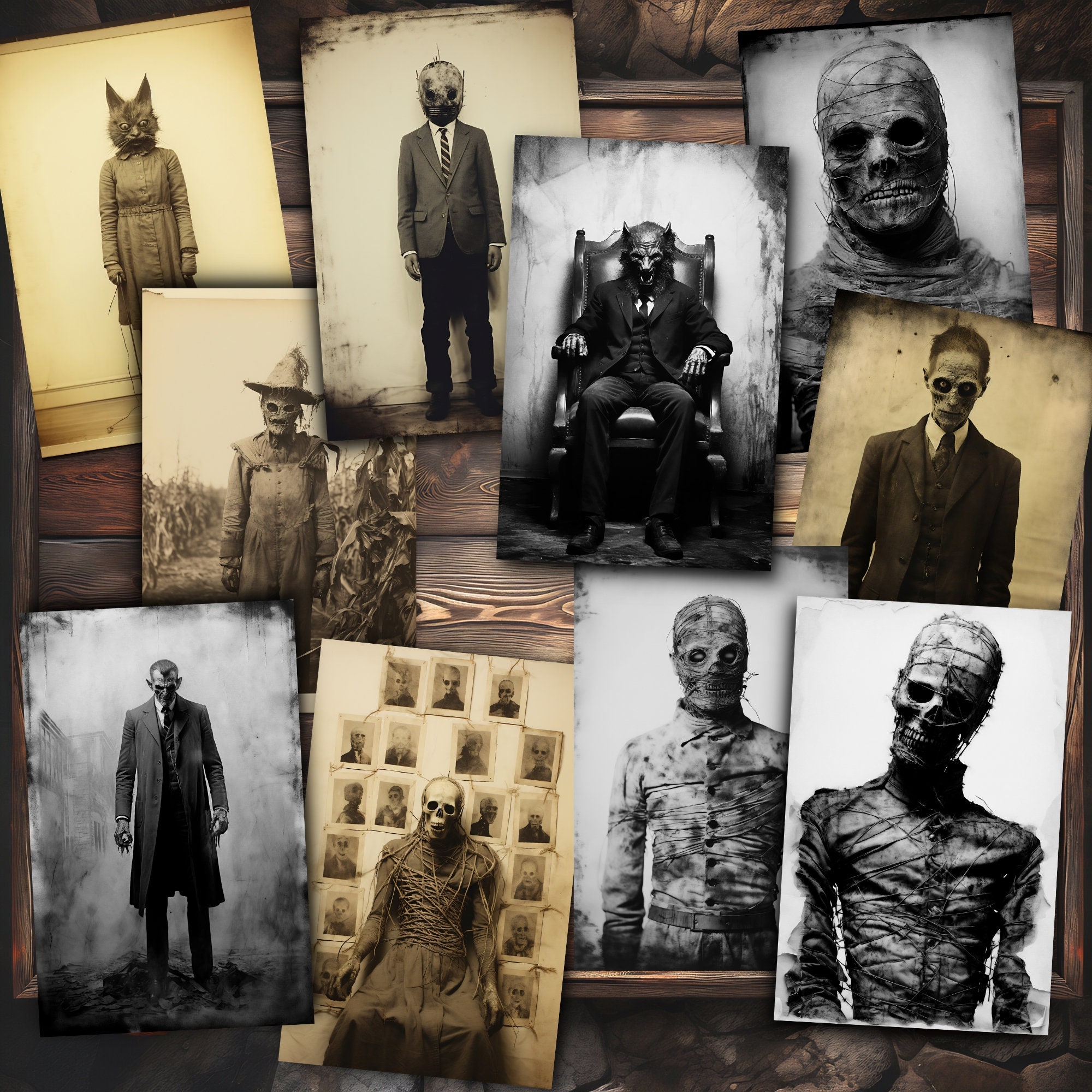 Horror Printable Junk Journal Papers JPG Creepy Old Photos DIGITAL ...
