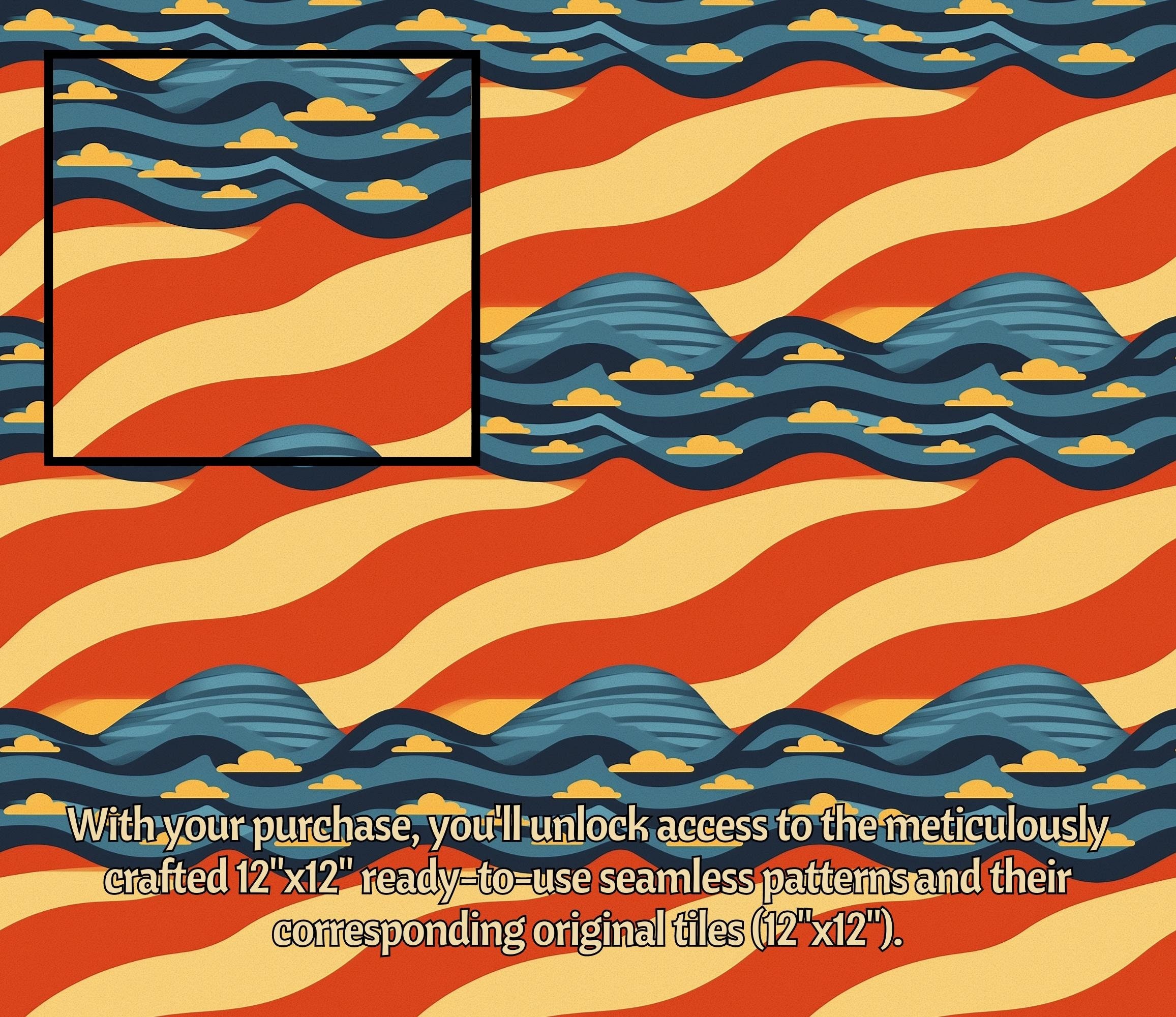Pop Art Style Waves and Clouds Digital Papers Printable Vibrant Retro ...