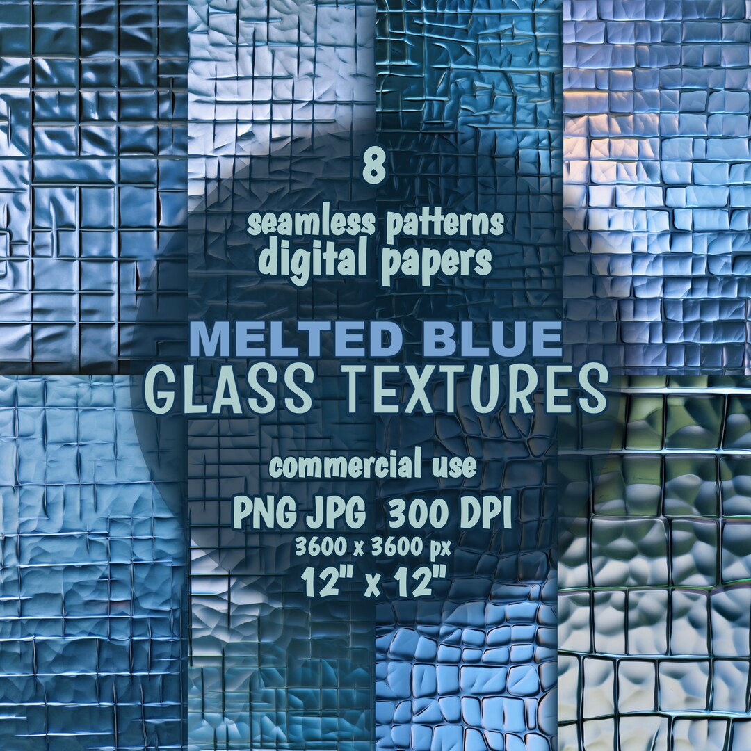 Melted Blue Glass DIGITAL Papers Metallic SEAMLESS Glass Textures ...