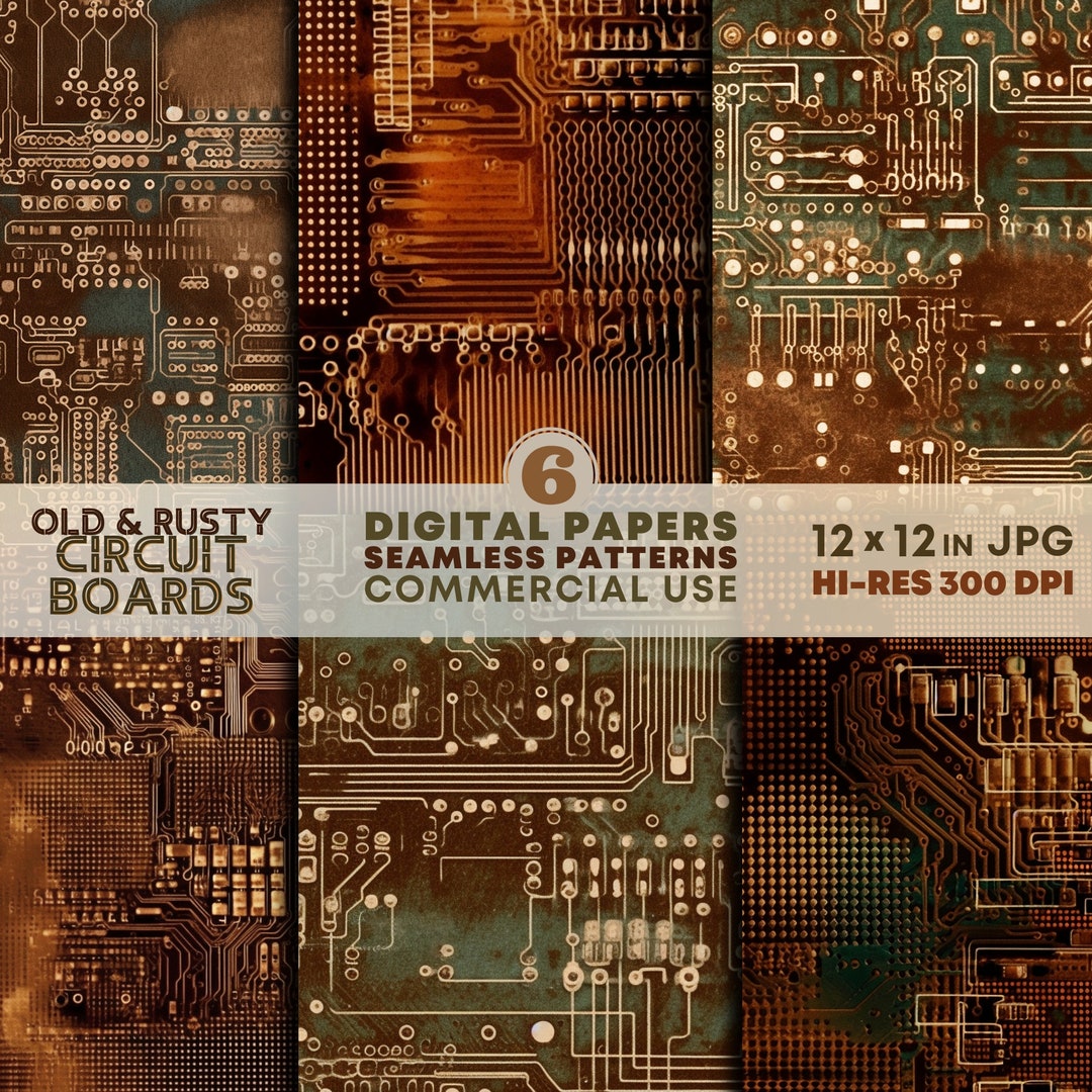 Old Rusty Circuit Boards DIGITAL Papers Printable Circuitry SEAMLESS ...