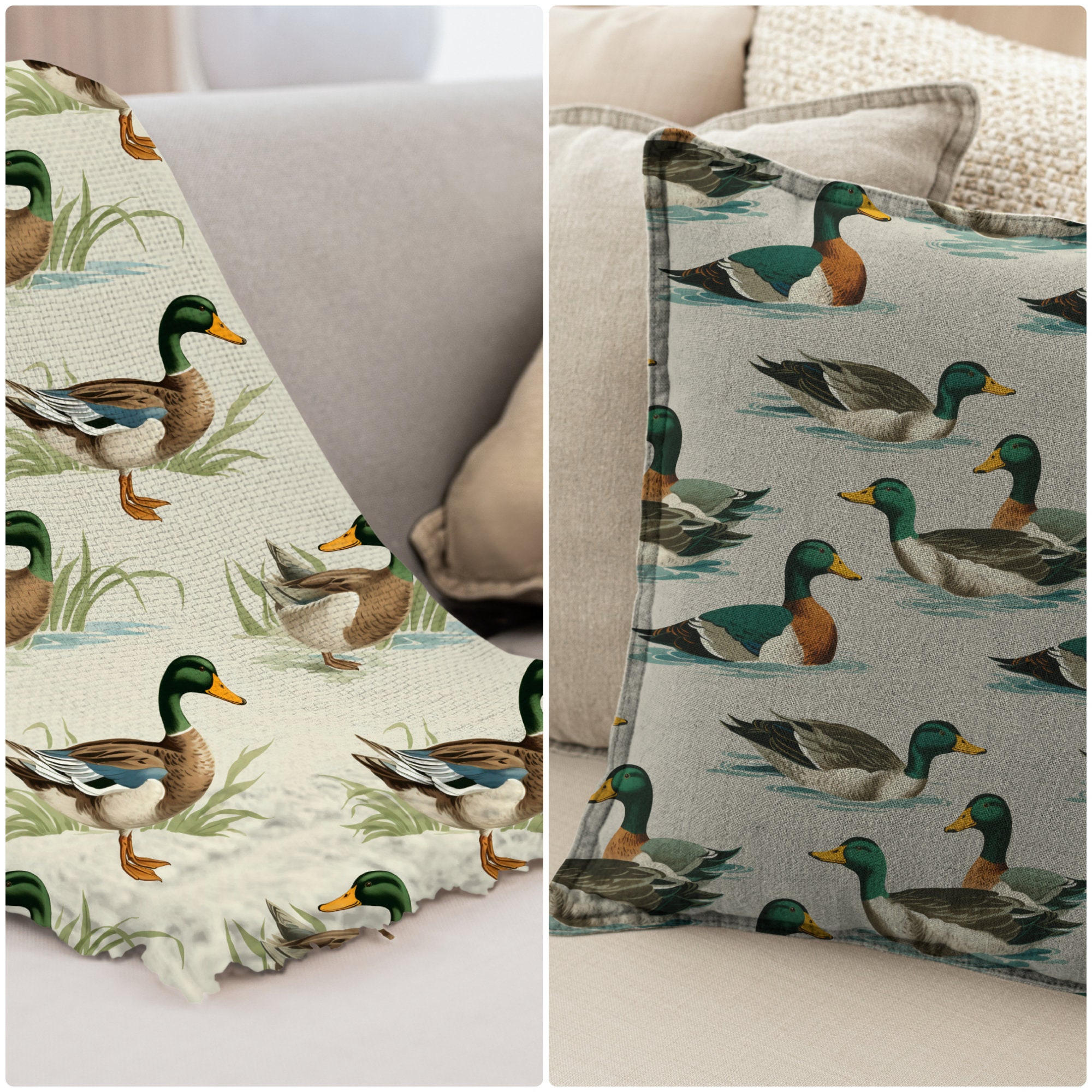 Rustic Wild Ducks DIGITAL Papers Mallard Ducks SEAMLESS Patterns Birds ...