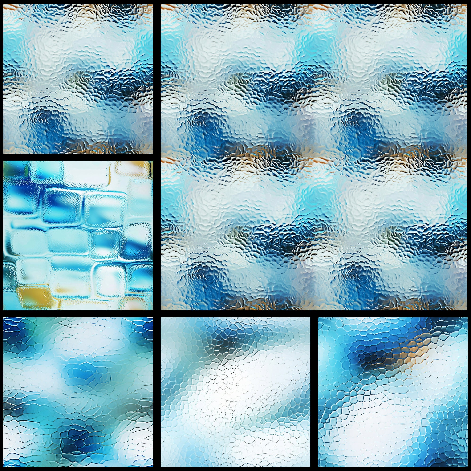 Frosted Glass Textures Bundle Blue Glass DIGITAL Papers SEAMLESS ...
