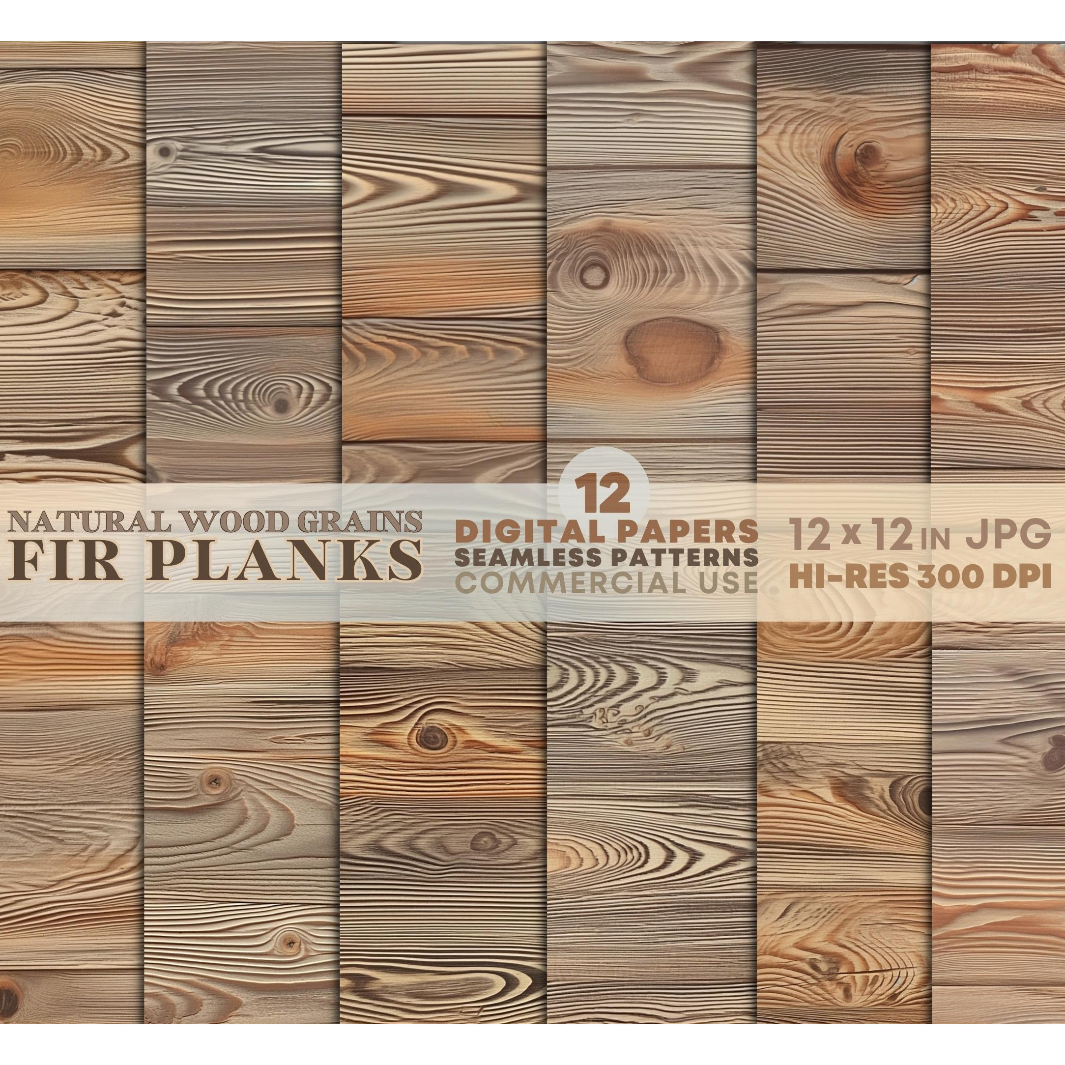 Wooden Planks DIGITAL Papers Printable Wood Grain Fir Textures SEAMLESS ...