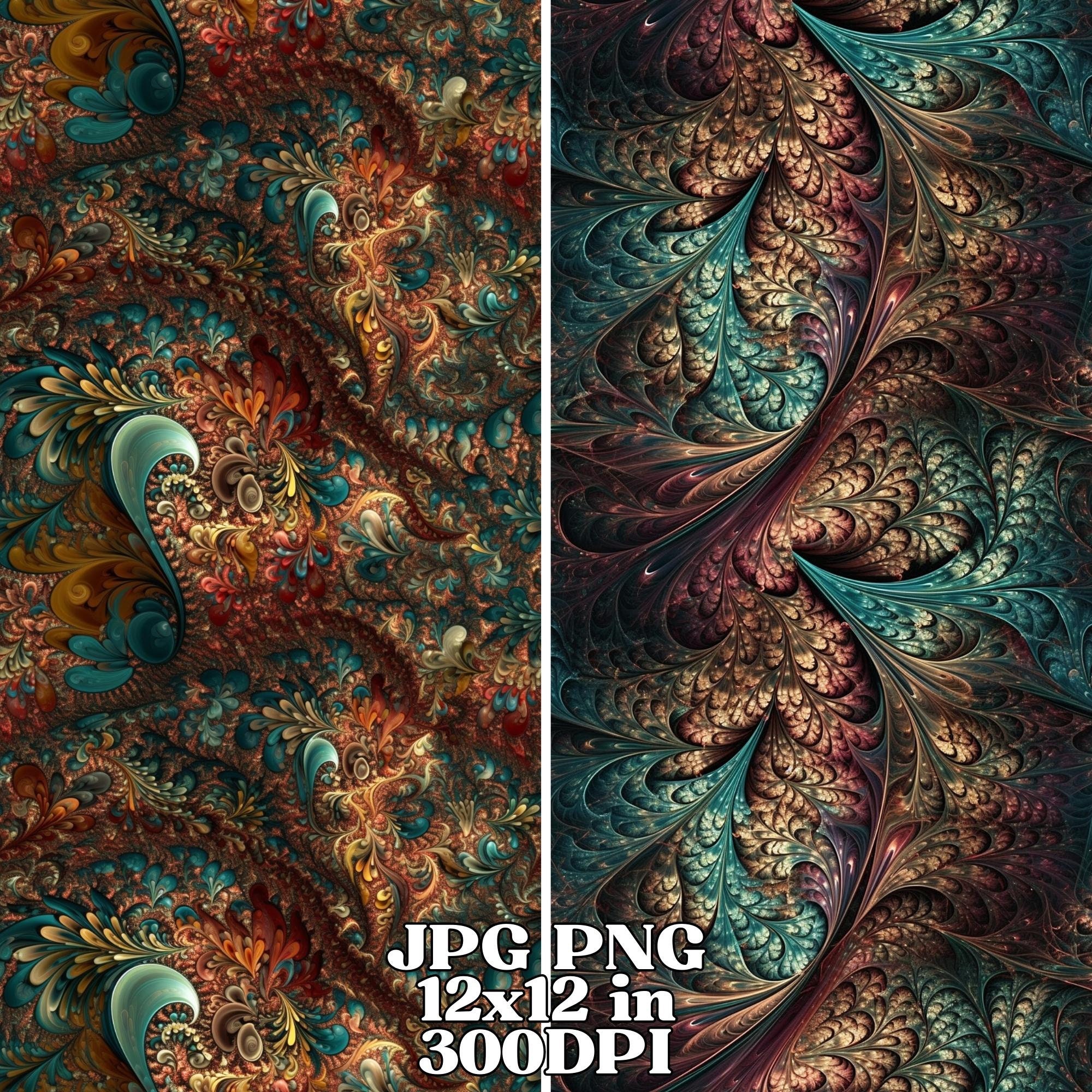 Fractals DIGITAL Papers Pack SEAMLESS Patterns Fractal Bundle ...