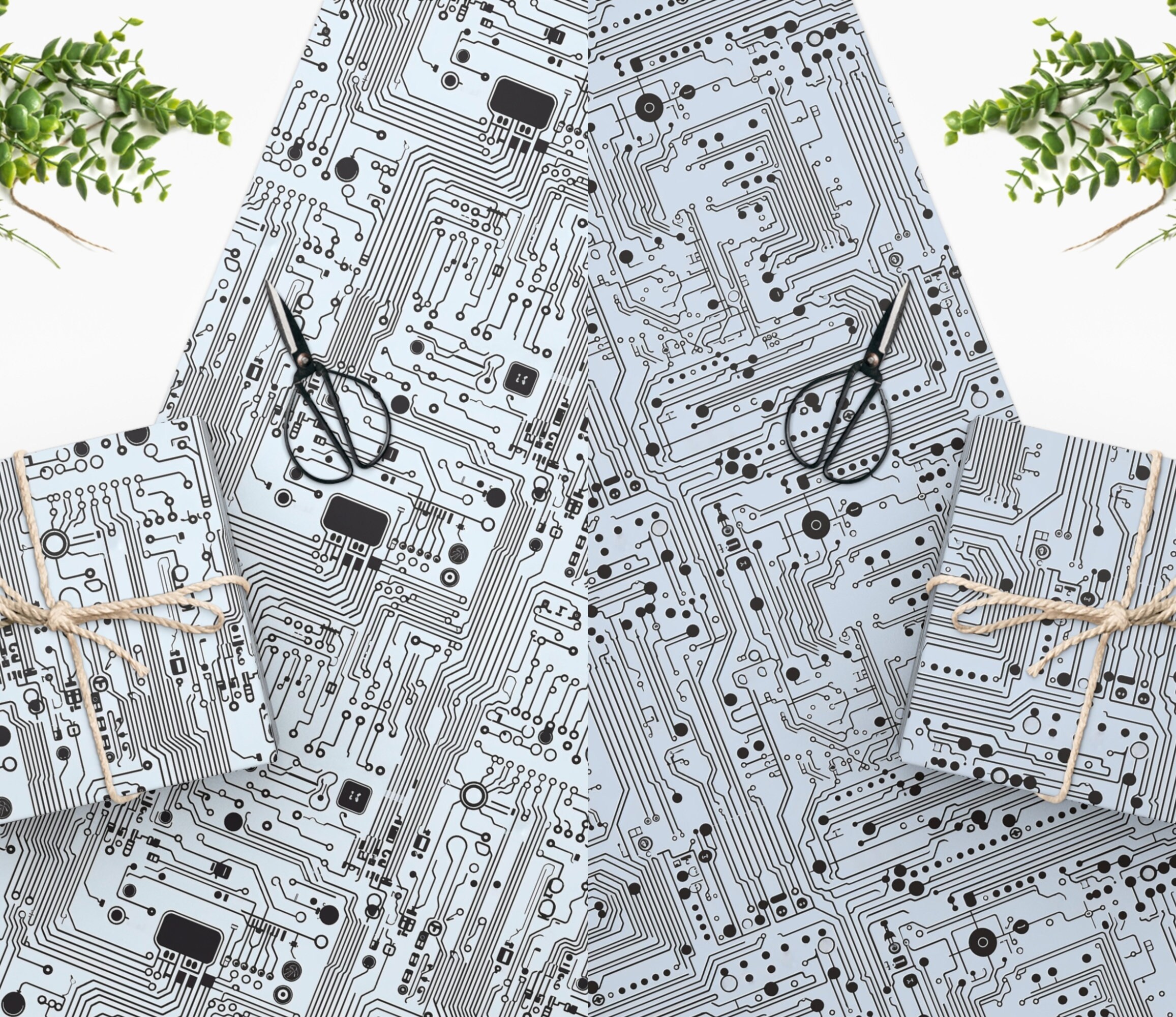 White Circuit Board SEAMLESS Patterns Printable Cyber Circuitry DIGITAL ...
