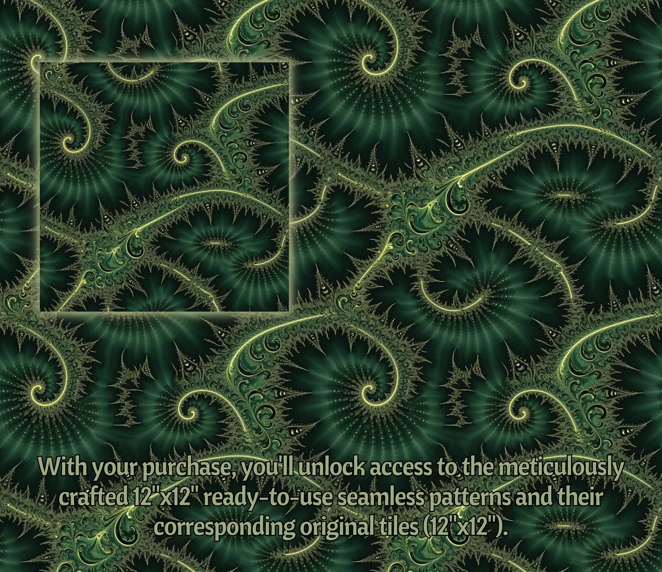 Green Fractals DIGITAL Papers Printable Fractal Geometry SEAMLESS ...