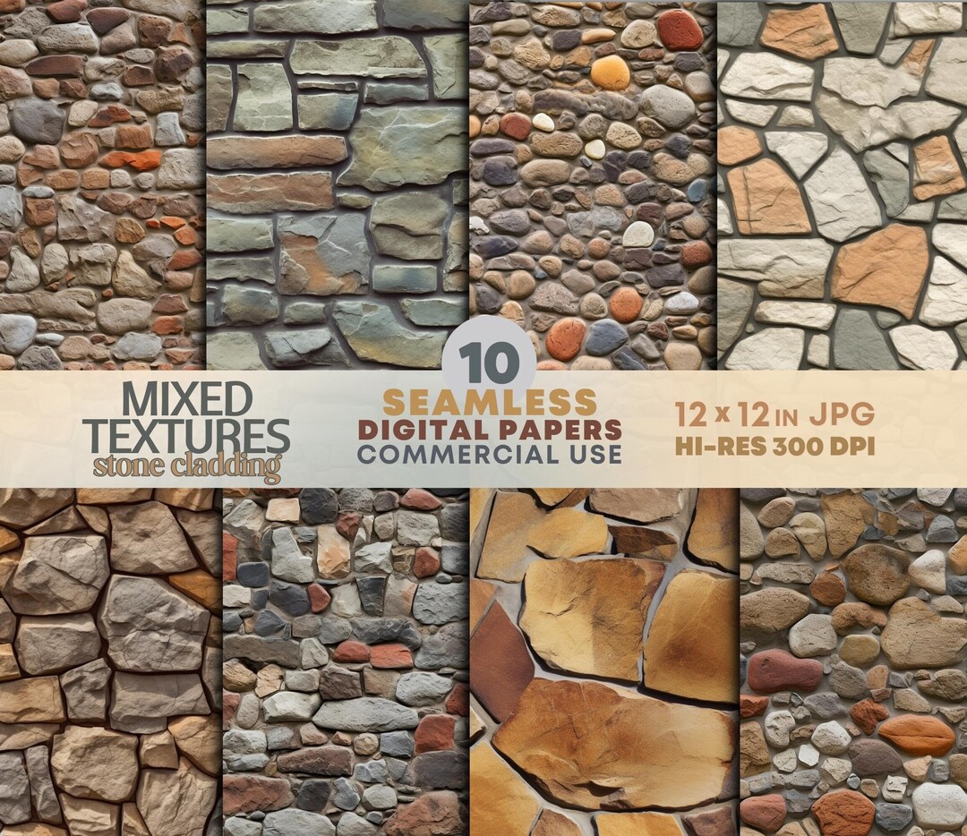 10 Stone Wall Textures Seamless Digital Papers JPG Printable - Etsy