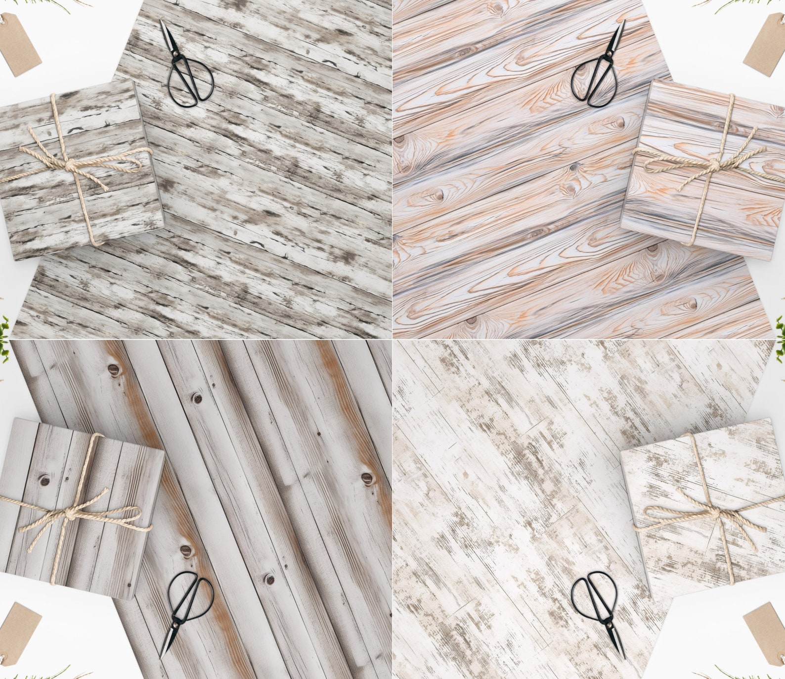 Distressed Wood Planks Digital Paper, Farmhouse Rustic Patterns ...