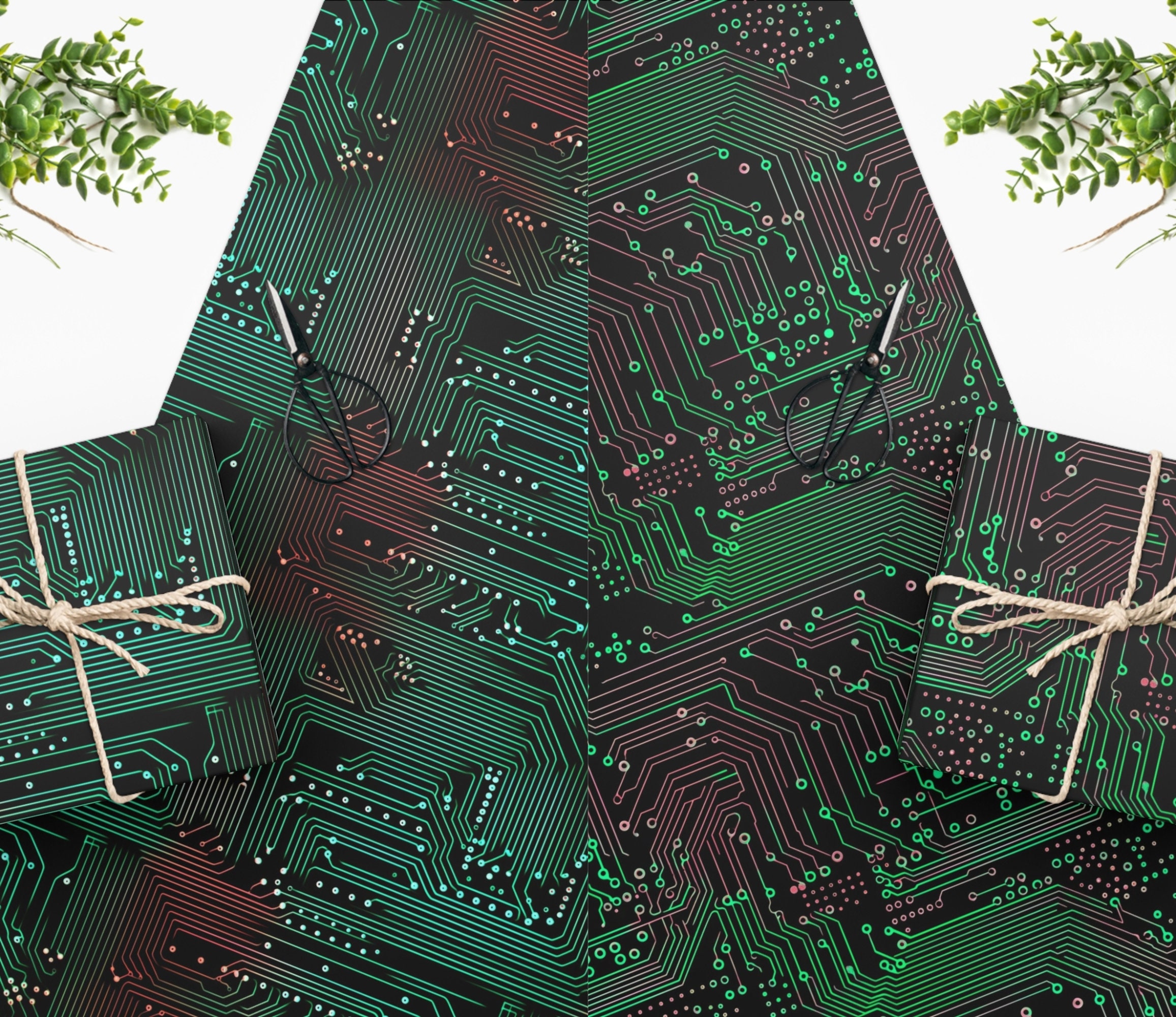 Green & Red Circuit Boards SEAMLESS Patterns JPG Printable Vibrant ...