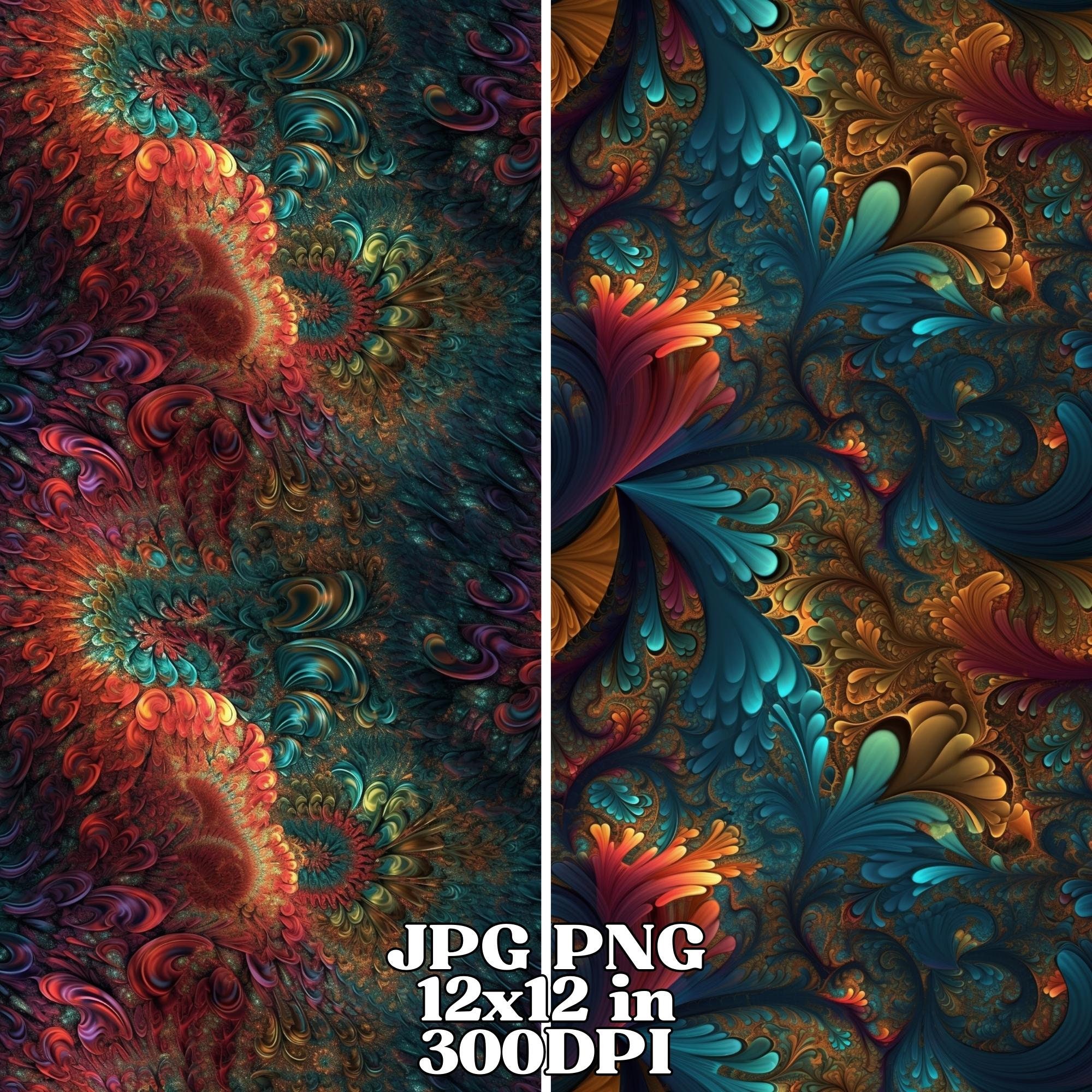 Fractals DIGITAL Papers Pack SEAMLESS Patterns Fractal Bundle ...
