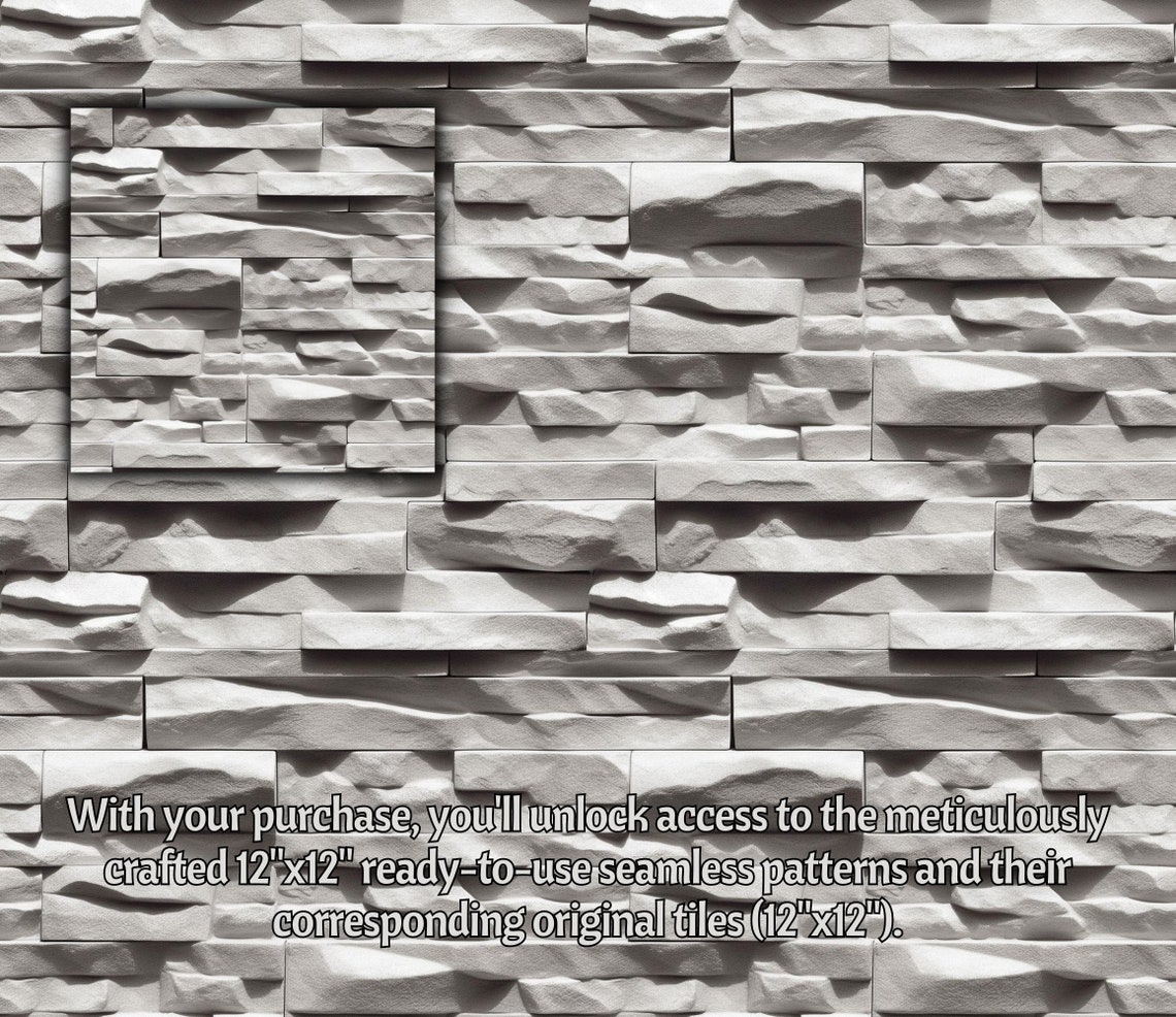 White Brick & Stone Wall Textures DIGITAL Papers Printable SEAMLESS ...