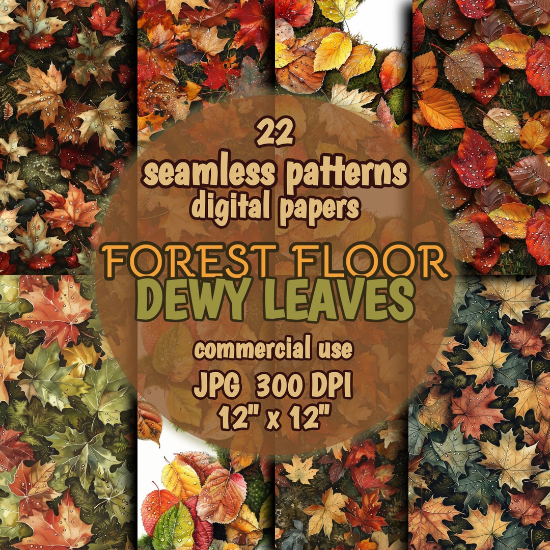 Dewy Autumn Leaves SEAMLESS Patterns, Forest Floor DIGITAL Papers Pack ...