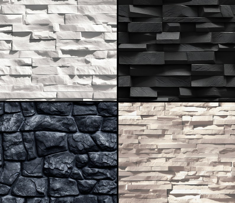 Mixed Stone Walls Arrangements DIGITAL Seamless Patterns - Decorative ...