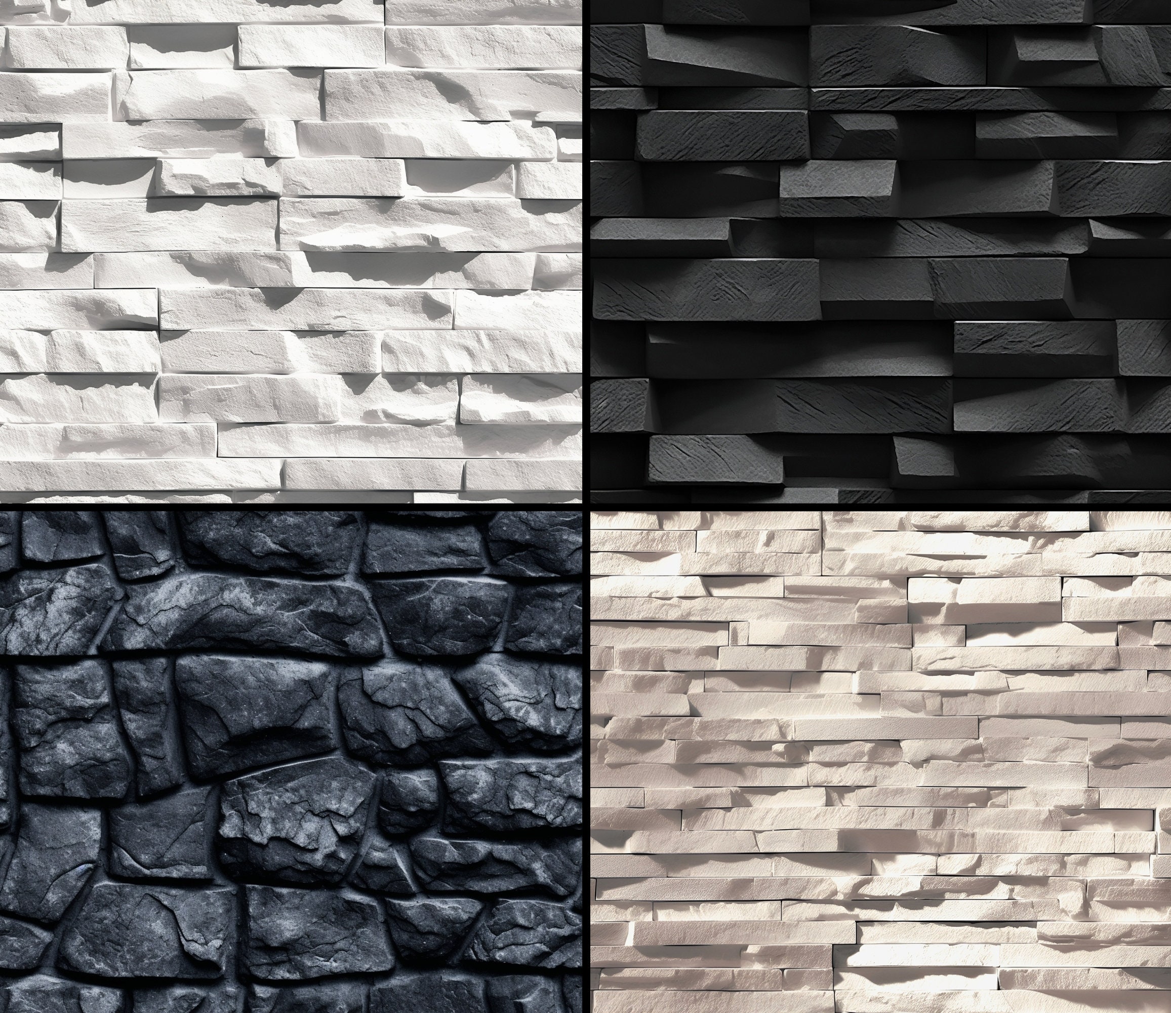 Mixed Stone Walls Arrangements DIGITAL Seamless Patterns - Decorative ...