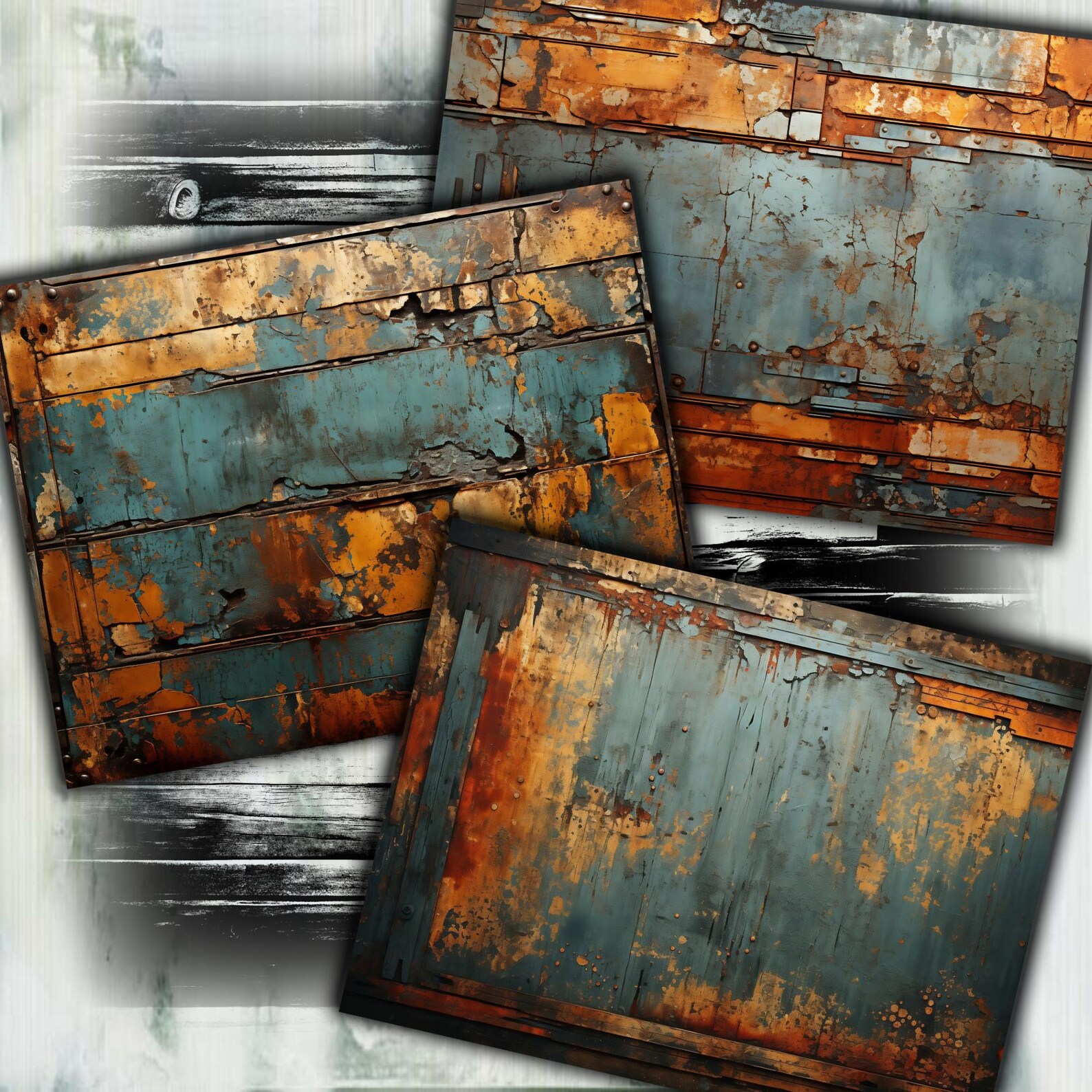 Rusty Metal Sheets Wallpapers | Weathered Metallic Textured DIGITAL ...