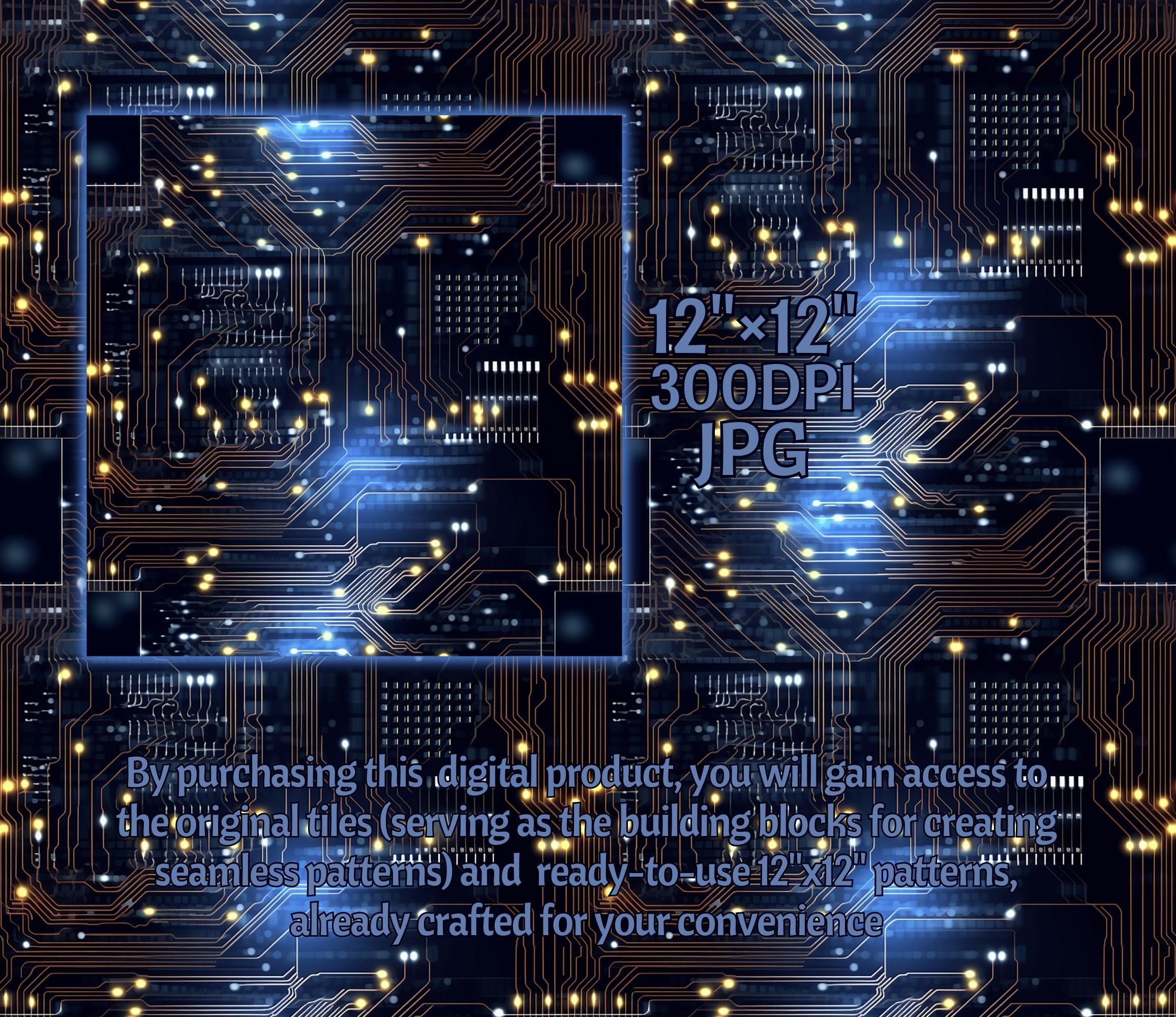 CPU Circuit Boards SEAMLESS Patterns LED Microchip Digital Papers Tech ...