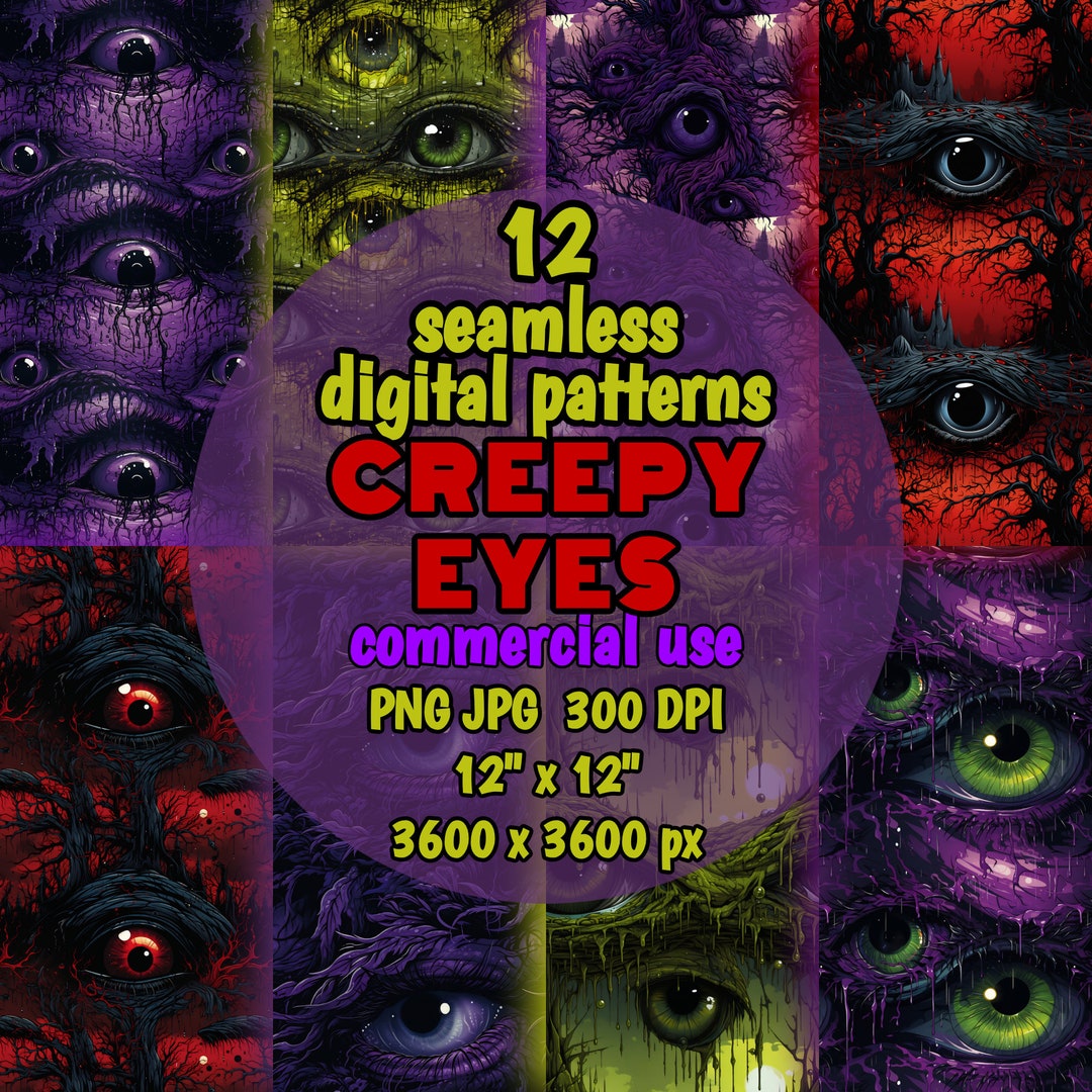 Creepy Eyes SEAMLESS Patterns Printable Halloween Spooky Eyes DIGITAL ...