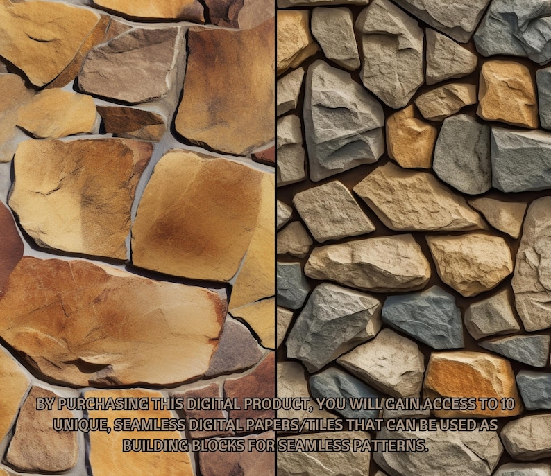 10 Stone Wall Textures Seamless Digital Papers JPG Printable - Etsy