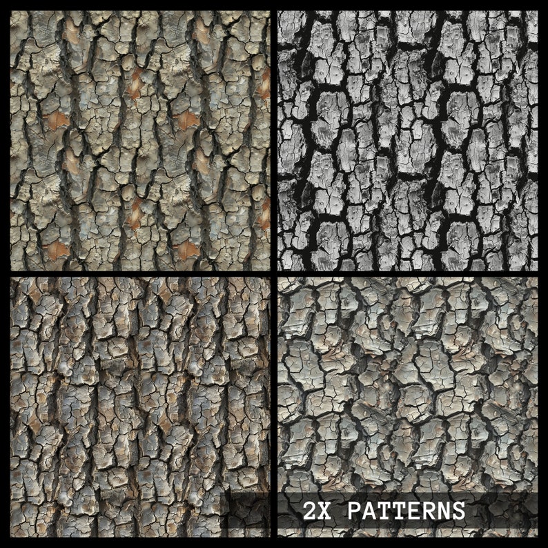 SEAMLESS Tree Bark Textures, Rustic Wooden DIGITAL Papers Pack ...