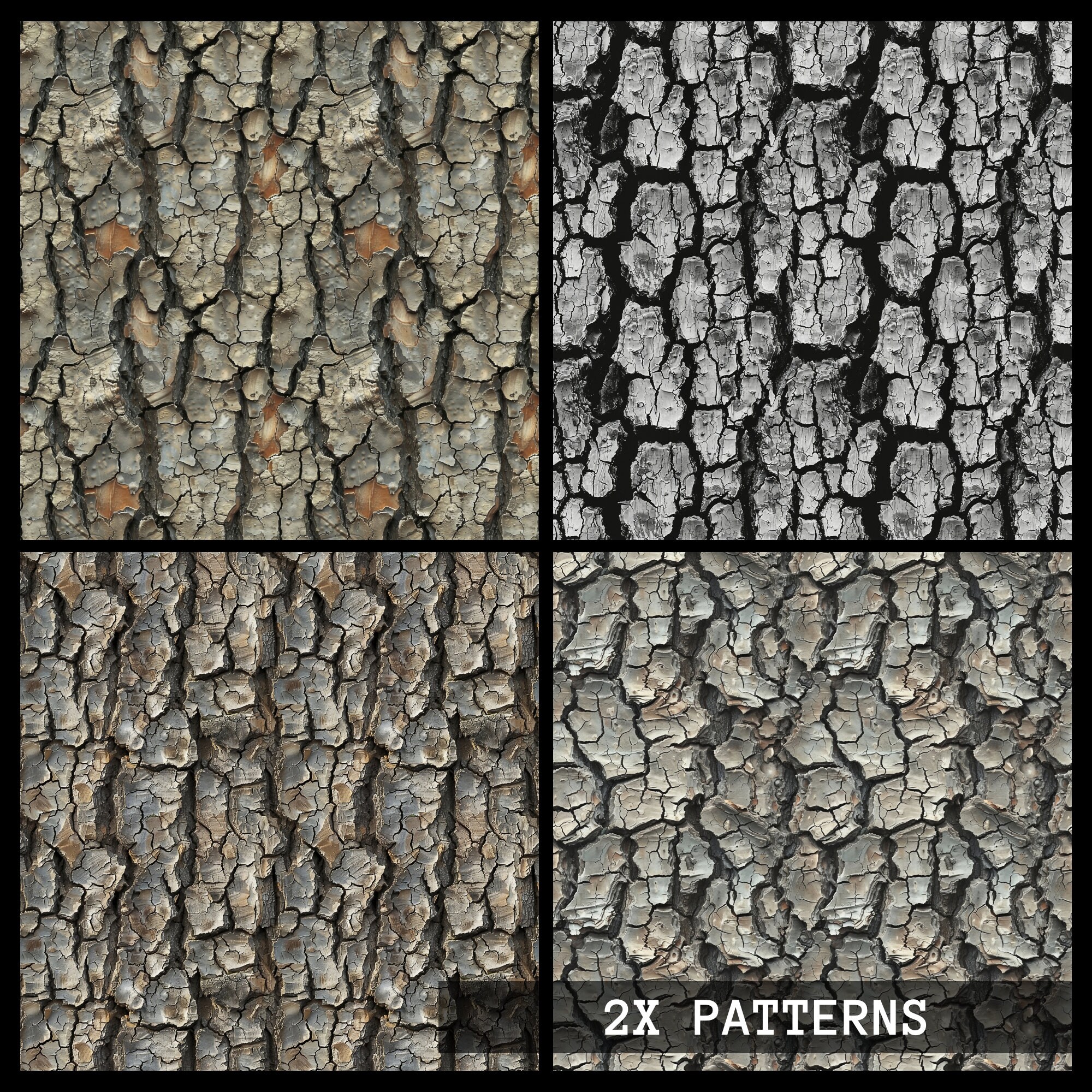 SEAMLESS Tree Bark Textures, Rustic Wooden DIGITAL Papers Pack ...