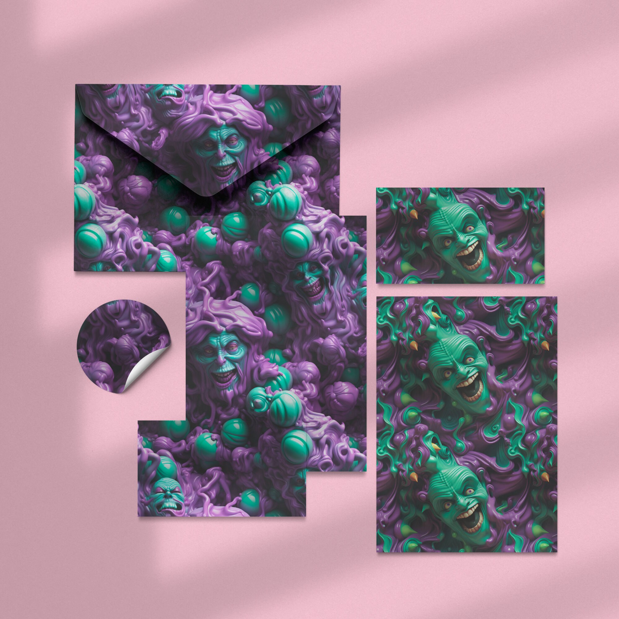 3D Halloween Horror SEAMLESS Patterns Printable Creepy Monsters DIGITAL ...