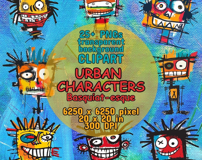 Quirky Whimsical Funny Faces Clipart Set - 13 PNG Instant Download ...