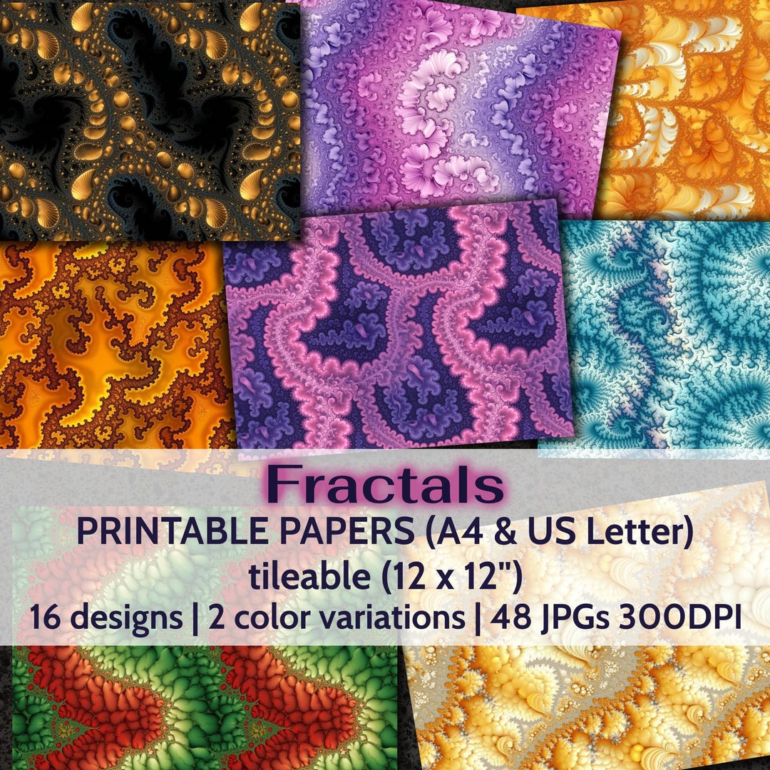 Fractal Textures Seamless Patterns: Colorful Dynamic Backgrounds ...
