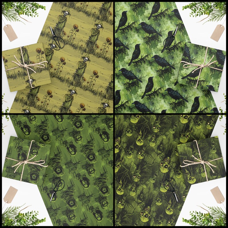 Halloween DIGITAL Papers Printable Spooky Green SEAMLESS Patterns ...