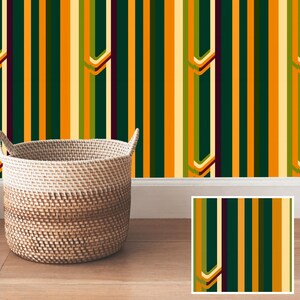 Green Retro Stripes Digital Papers Printable Geometric Striped Seamless ...
