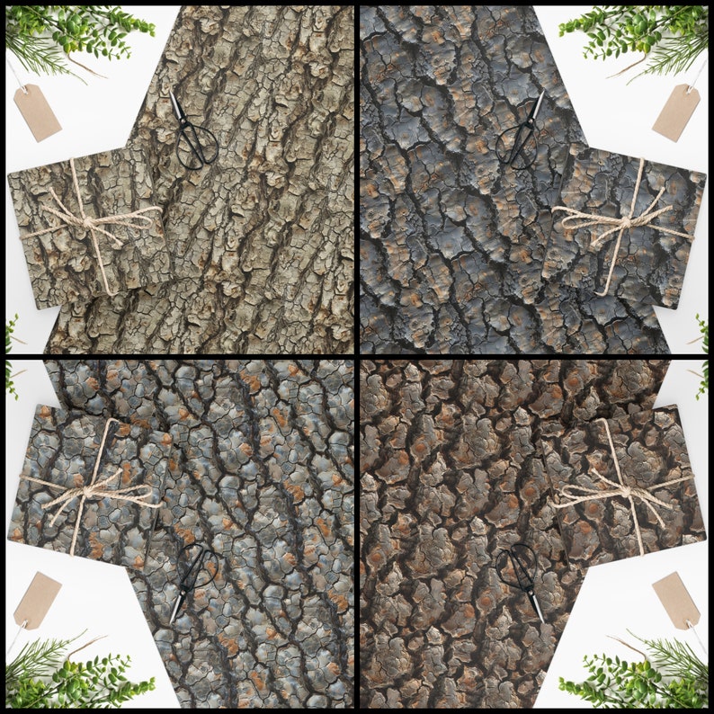 SEAMLESS Tree Bark Textures, Rustic Wooden DIGITAL Papers Pack ...