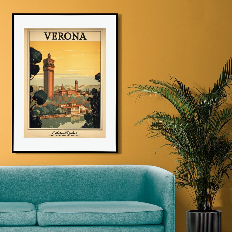 Verona Digital Print JPG PDF Printable Verona Vintage Travel Poster ...