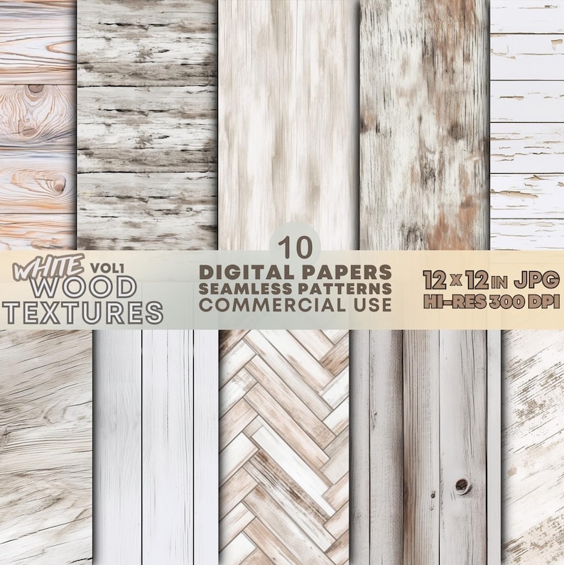 Distressed Wood Planks Digital Paper, Farmhouse Rustic Patterns ...