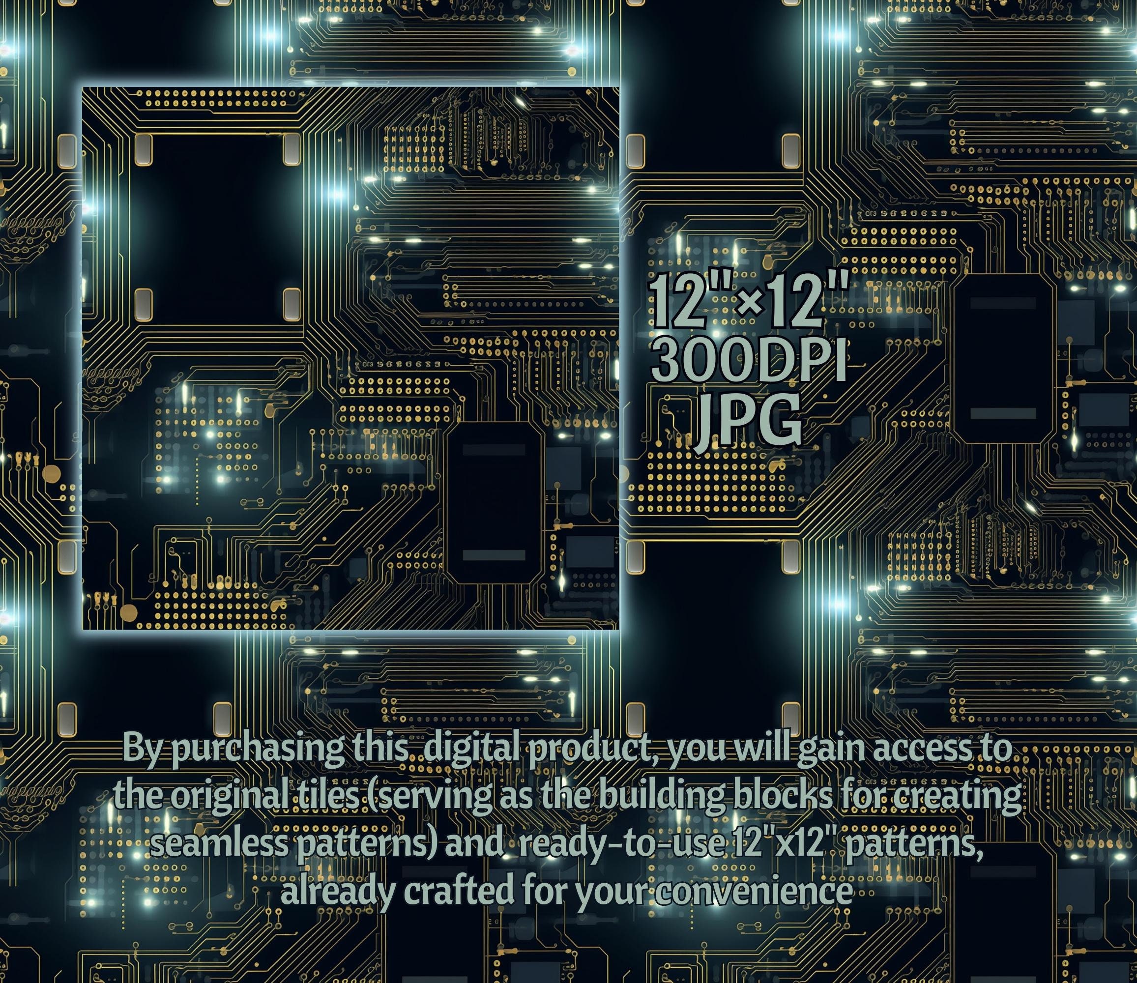 CPU Circuit Boards SEAMLESS Patterns LED Microchip Digital Papers Tech ...