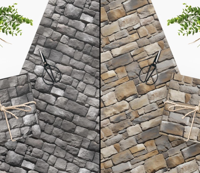 Old Stone & Brick Walls DIGITAL Papers Printable Stones Bricks Textures ...